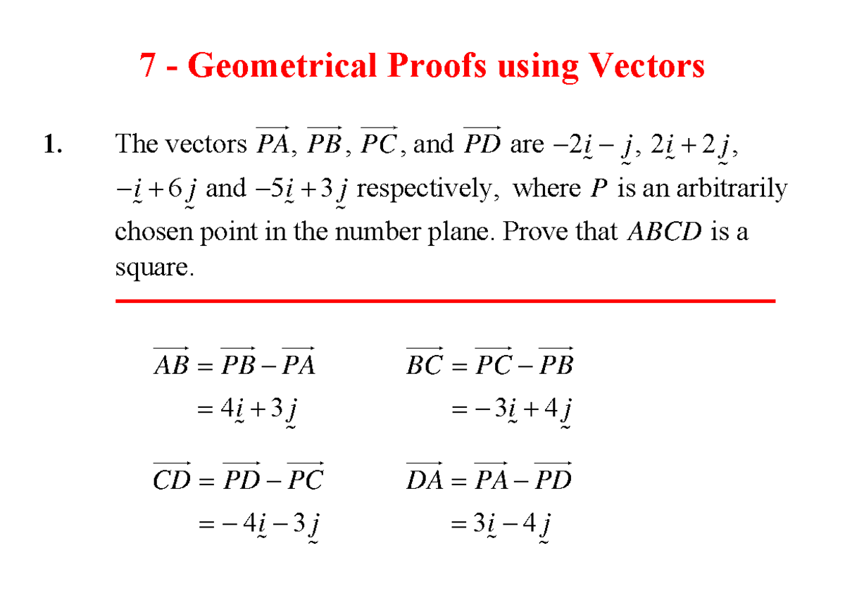 cheat sheet math - 7 - Geometrical Proofs using Vectors 1. The vectors P A , P B , P C - Studocu