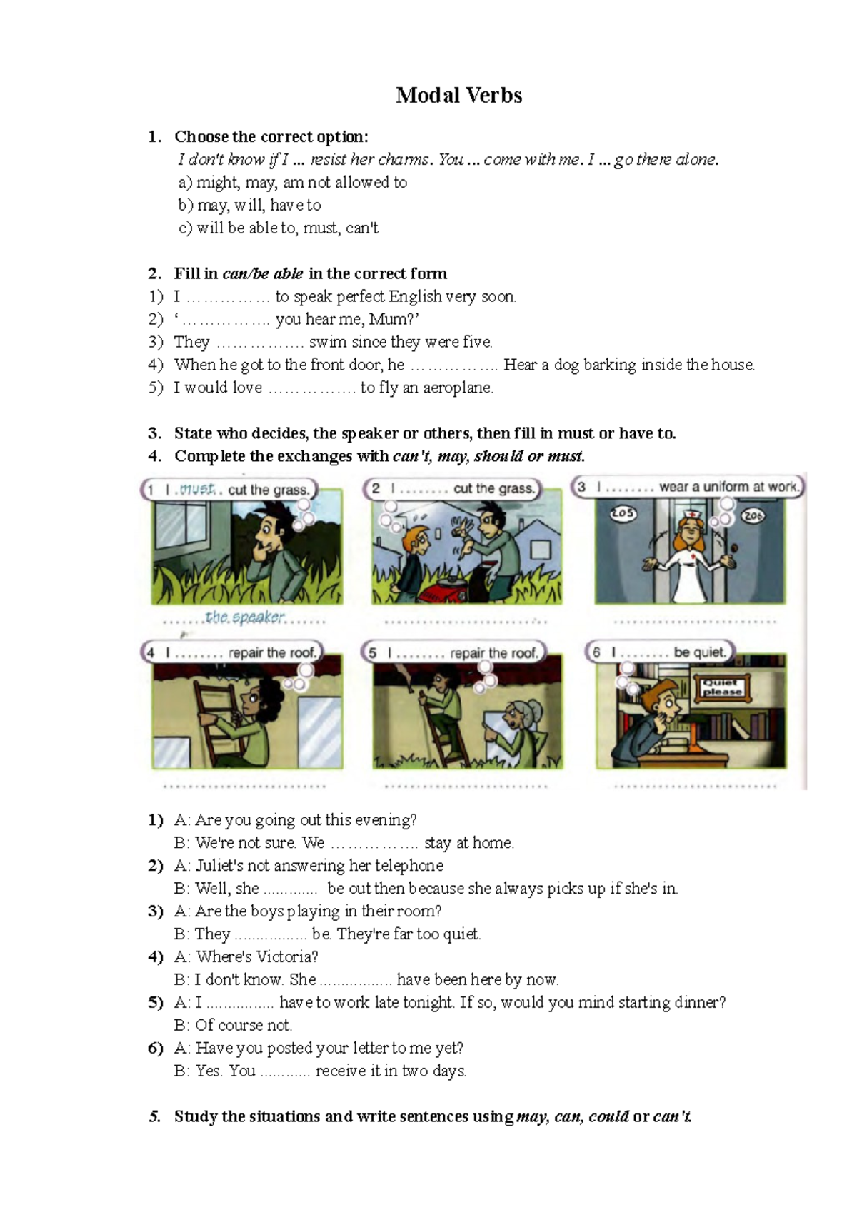 Turzak Test Modálne Slovesá Iuliia Pasynkova - Modal Verbs Choose the ...