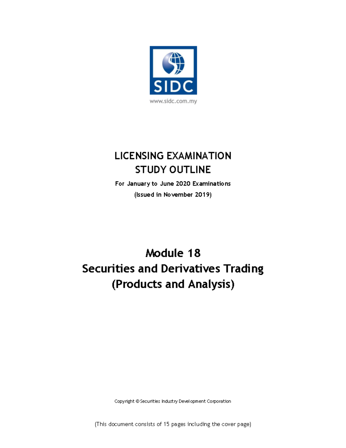 191030 Module 18 Study Outline Jan June 2020 final - (This document ...