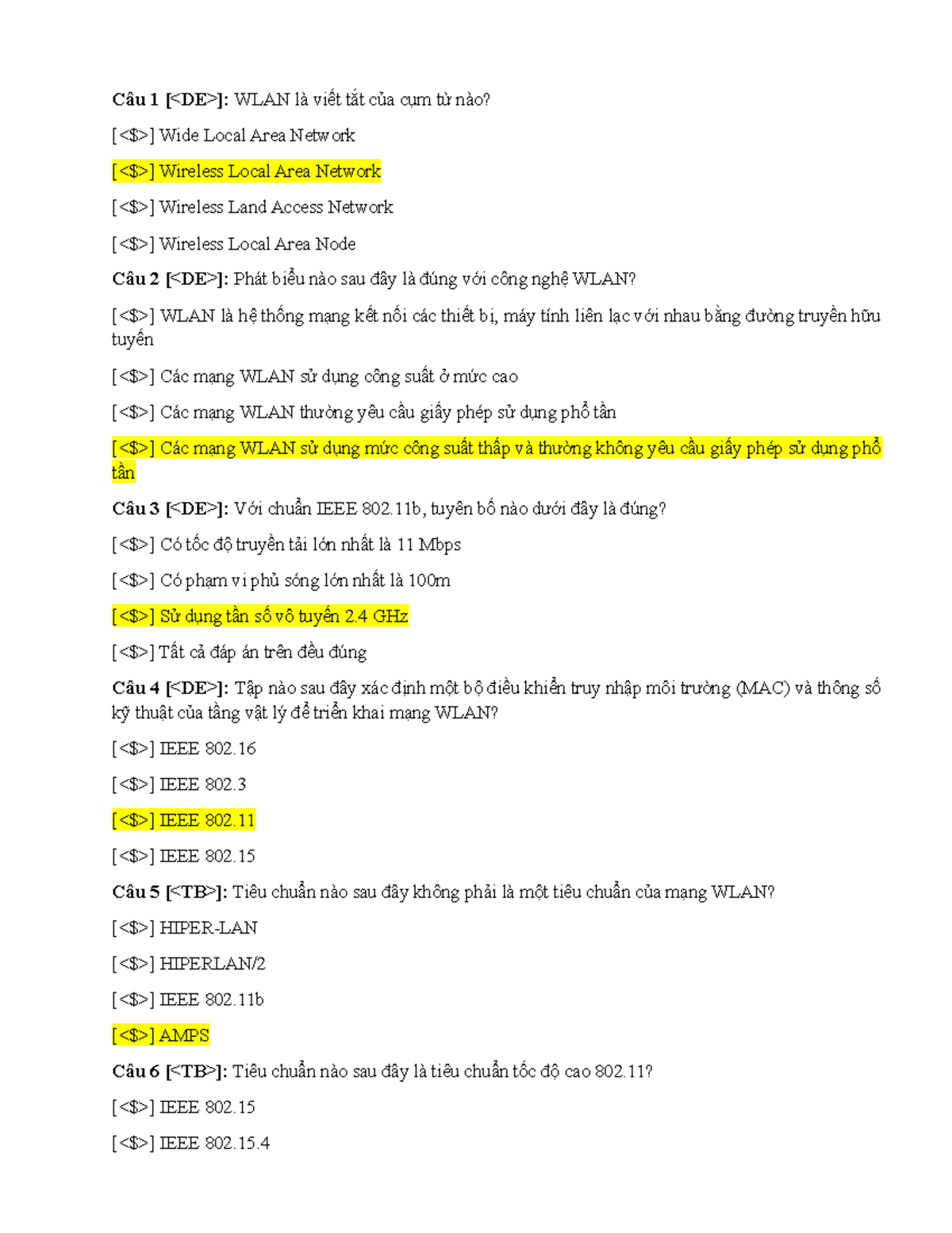 Bai tap 25-3 - document - Câu 1 [ ]: WLAN là viết tắt của cụm từ nào ...