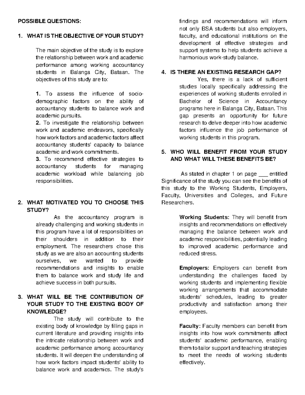 Proposal Defense Possible Questions - POSSIBLE QUESTIONS: 1. WHAT IS ...