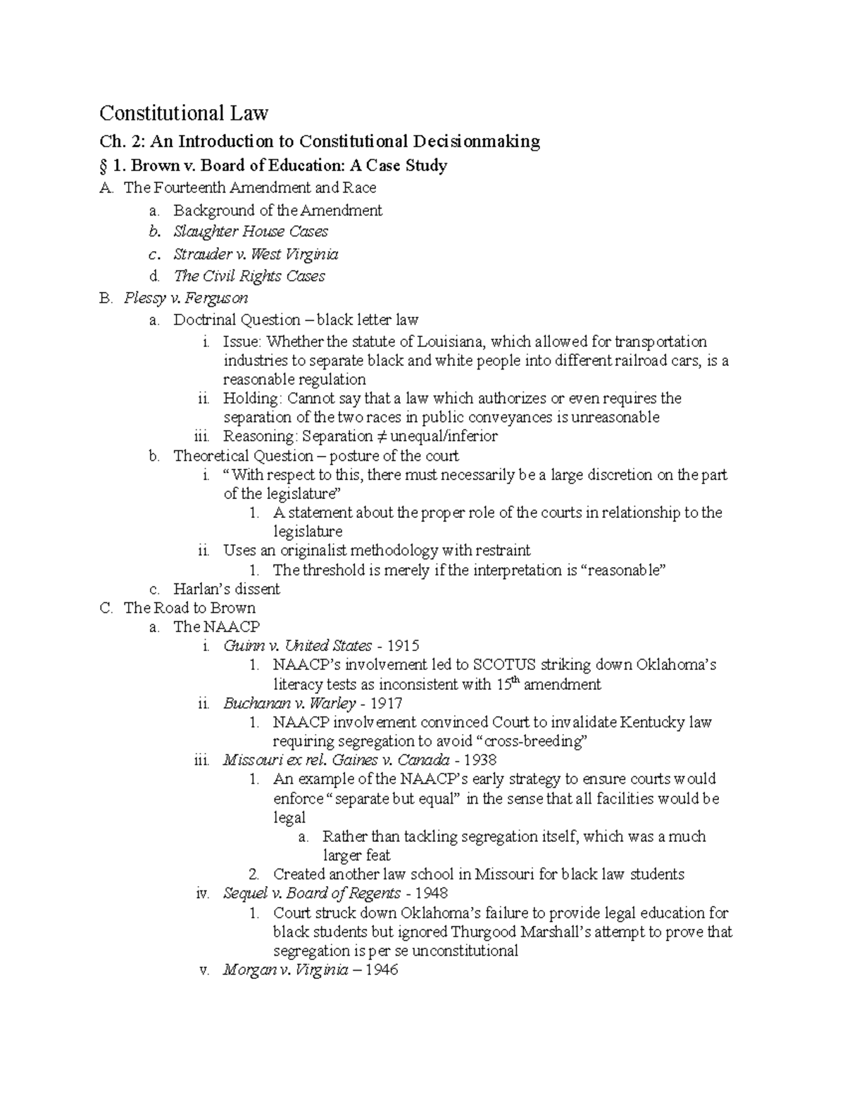 Constitutional Law Notes - Constitutional Law Ch. 2: An Introduction to ...
