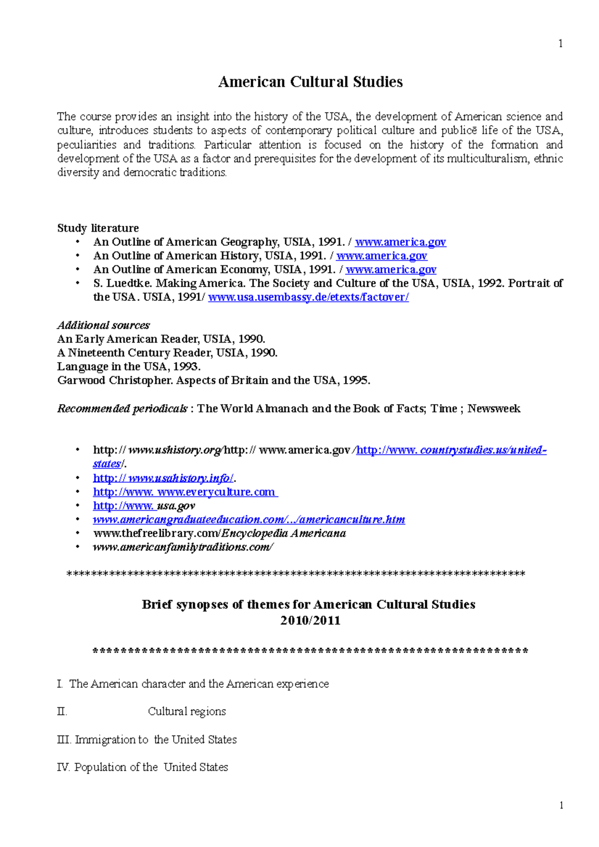 2016 USStudies 1 2 - Notes de cours 1-2 - American Cultural Studies The ...