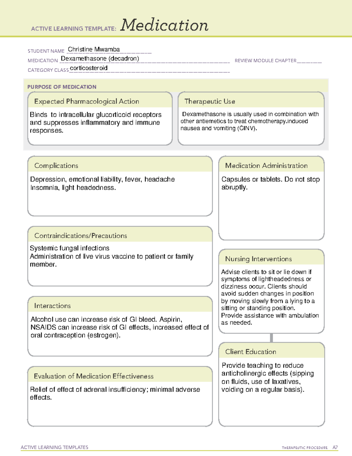 Dexamethasone (Decadron) medication - ACTIVE LEARNING TEMPLATES ...