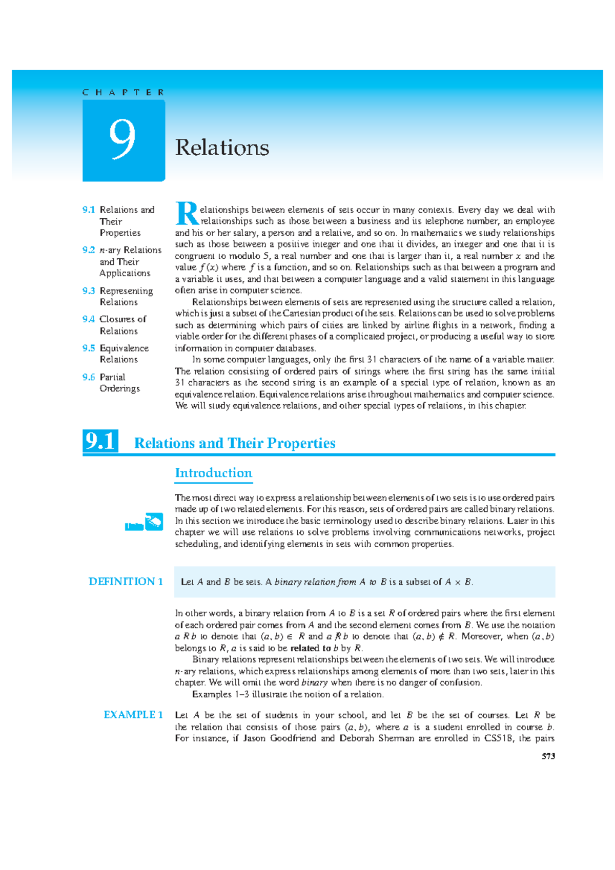Relations - Every day we deal with relationships such as those between ...