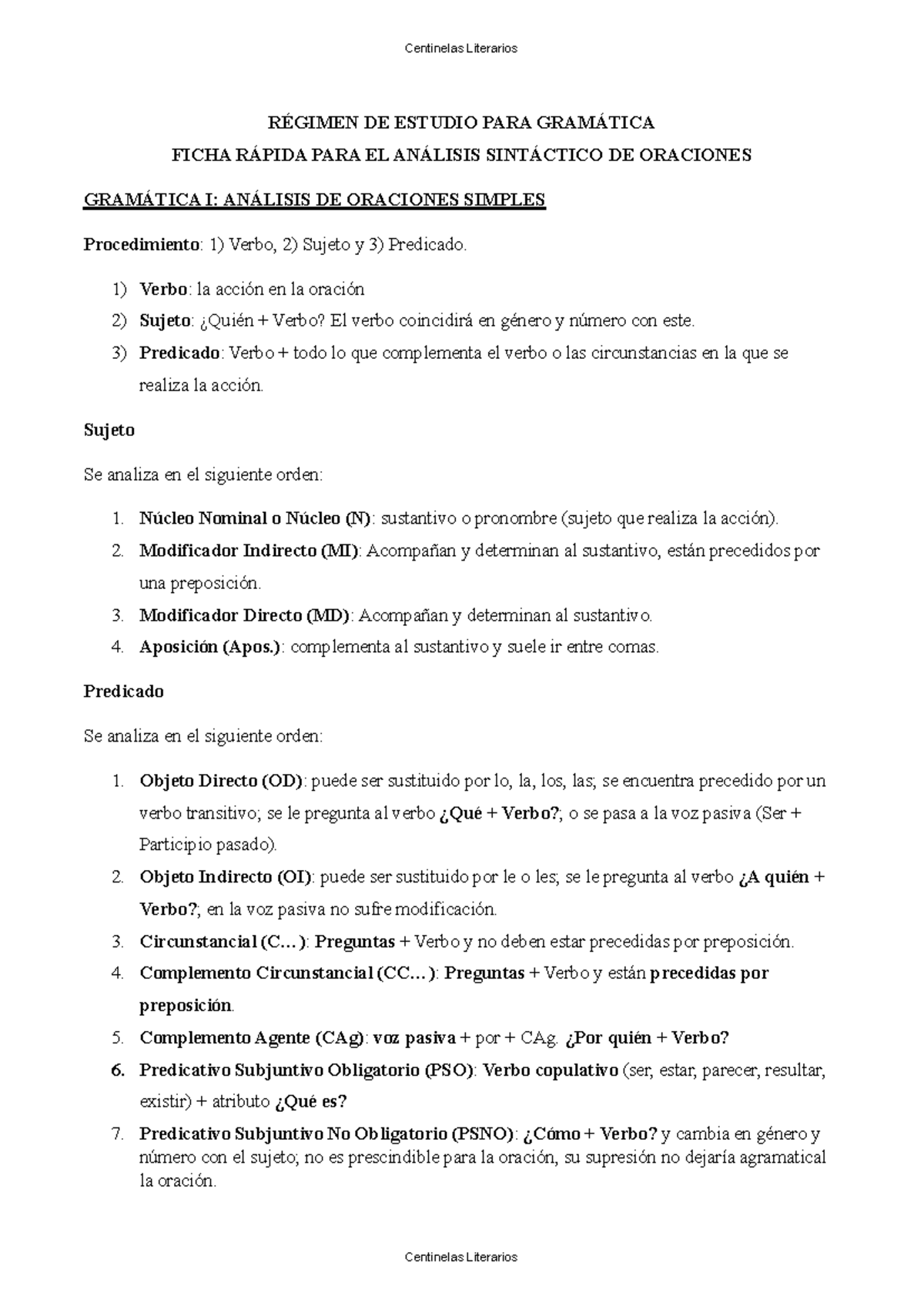 Régimen DE Estudio PARA Gramática - RÉGIMEN DE ESTUDIO PARA GRAMÁTICA ...