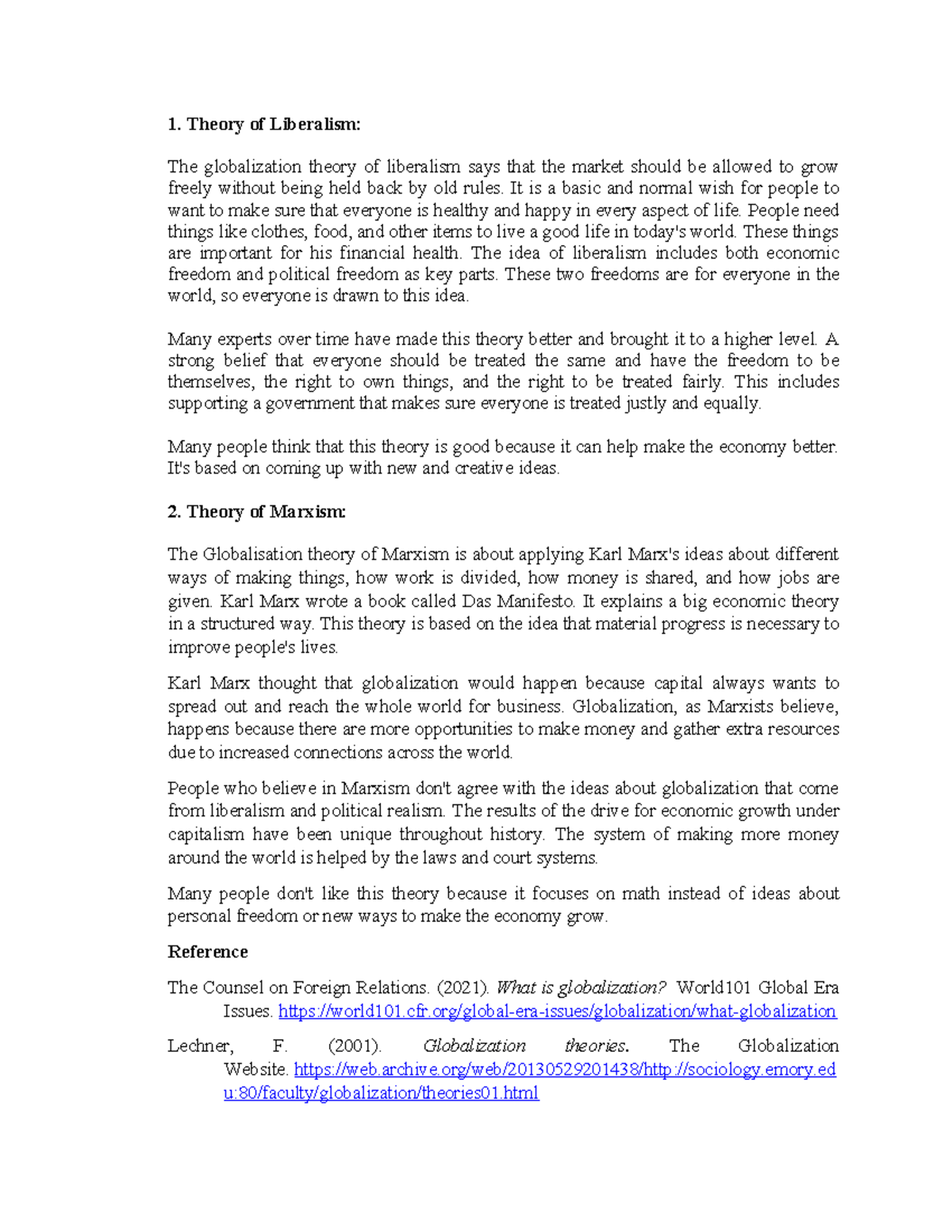 Discussion Assignment POLS1503 Unit 1 - Theory of Liberalism: The ...