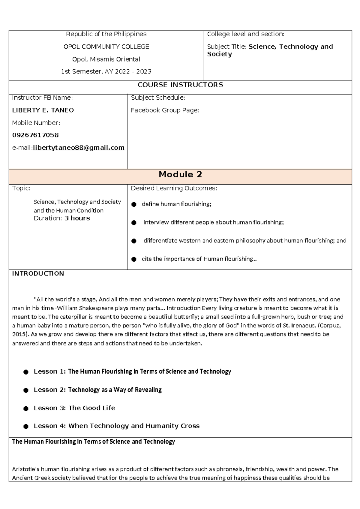 Occ-module-2 (3) (3) - Copy - Republic of the Philippines OPOL COMMUNITY COLLEGE Opol, Misamis ...
