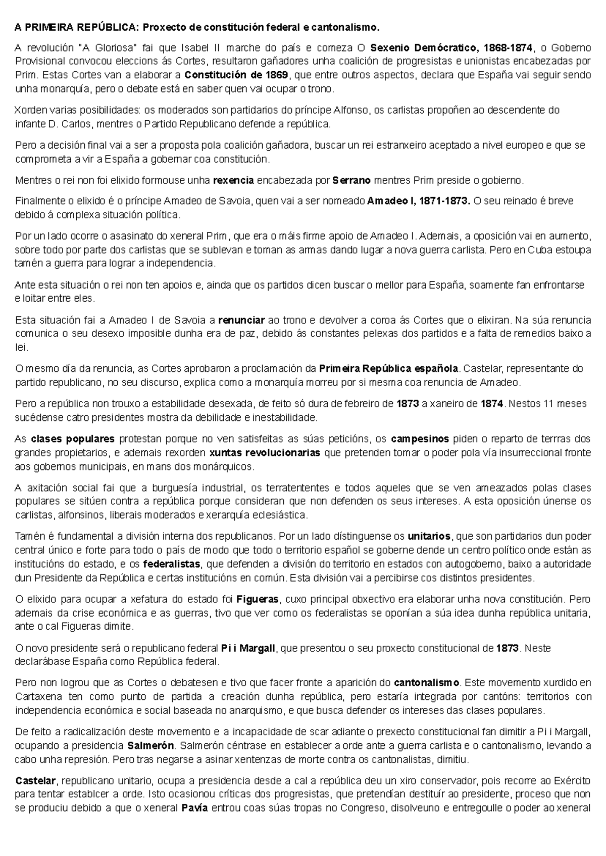 A Primeira República - A PRIMEIRA REPÚBLICA: Proxecto de constitución ...