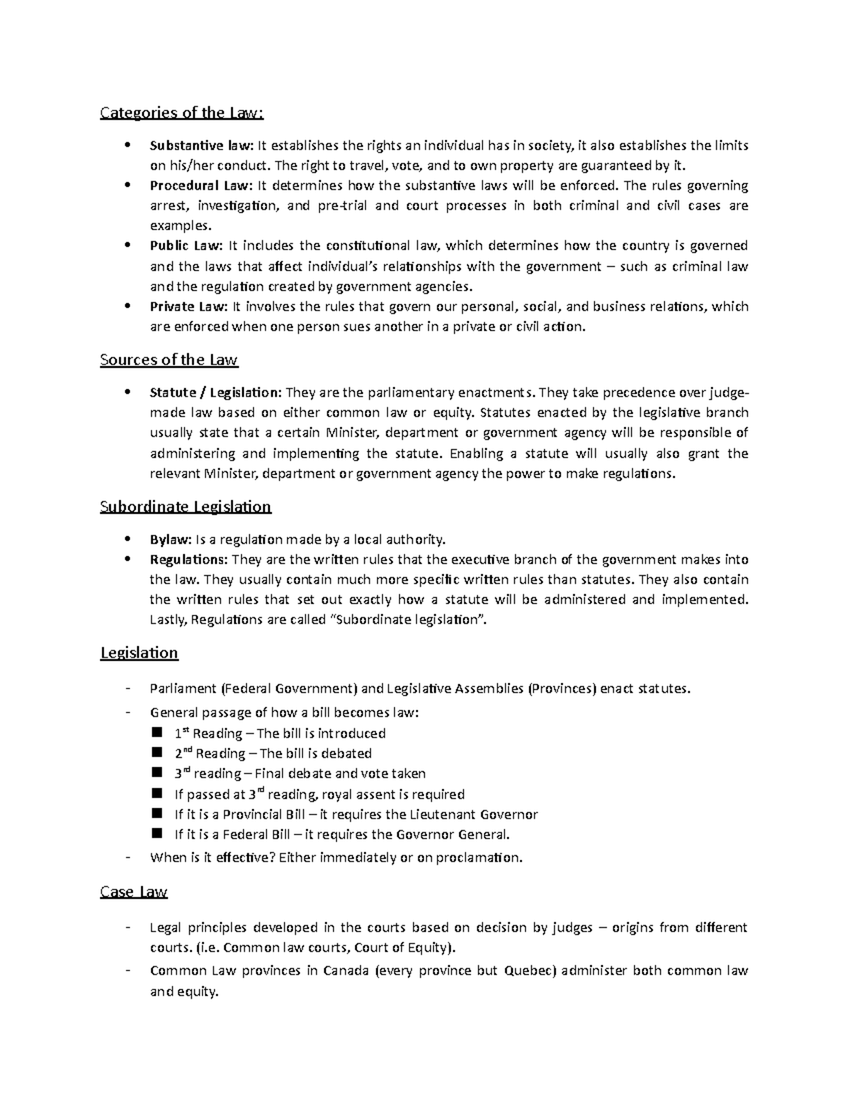 Chapter 2 - Lecture notes 2 - Categories of the Law: Substantive law ...
