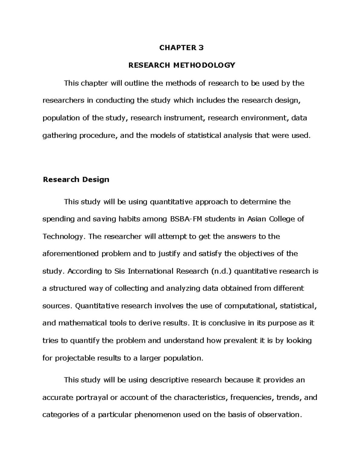 Research Chapter 3 - CHAPTER 3 RESEARCH METHODOLOGY This chapter will ...