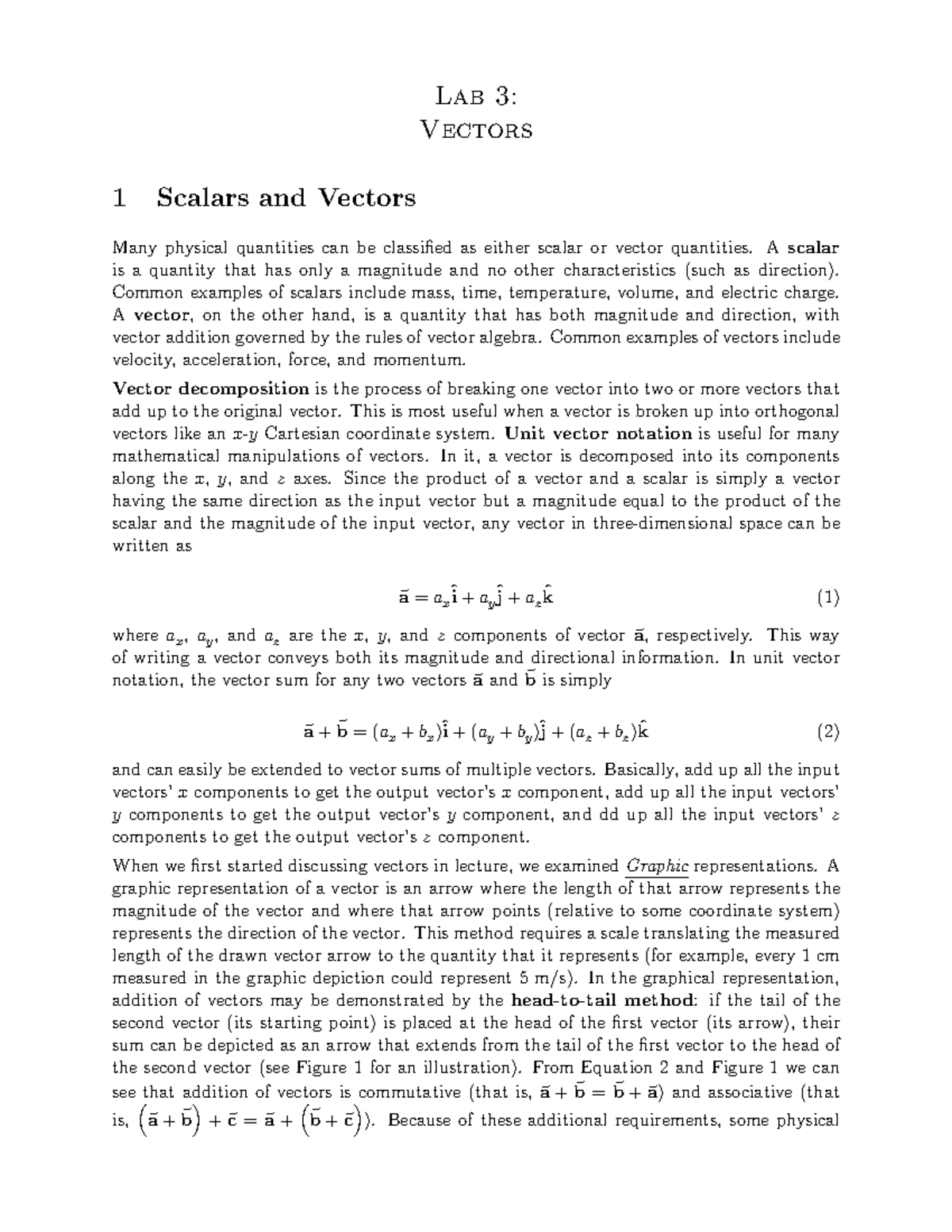 Phys1 Lab3 2023 - Practice Materials - Lab 3: Vectors 1 Scalars and ...