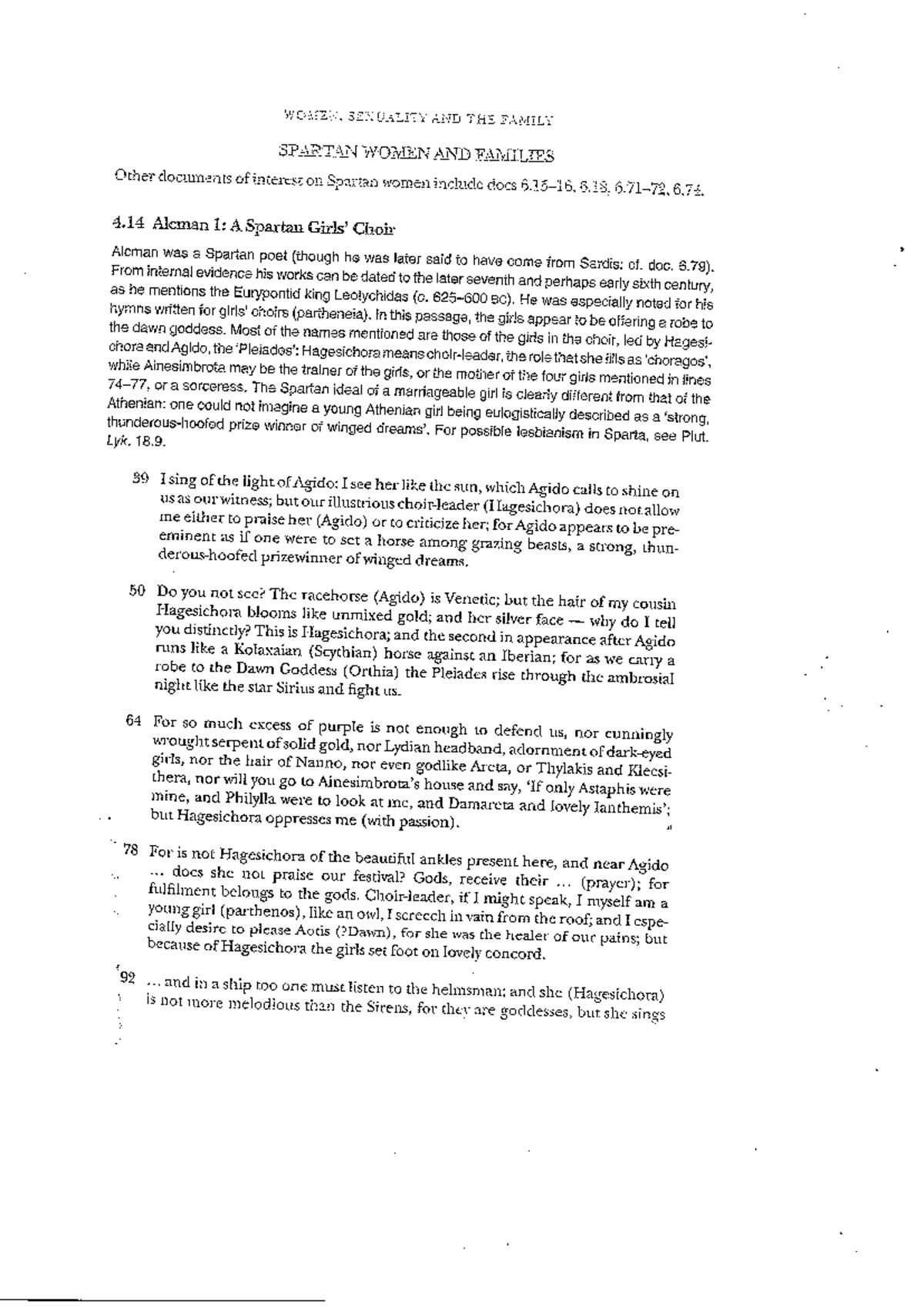 Writing and literature Alcman- Looking at the evidence for Spartan ...