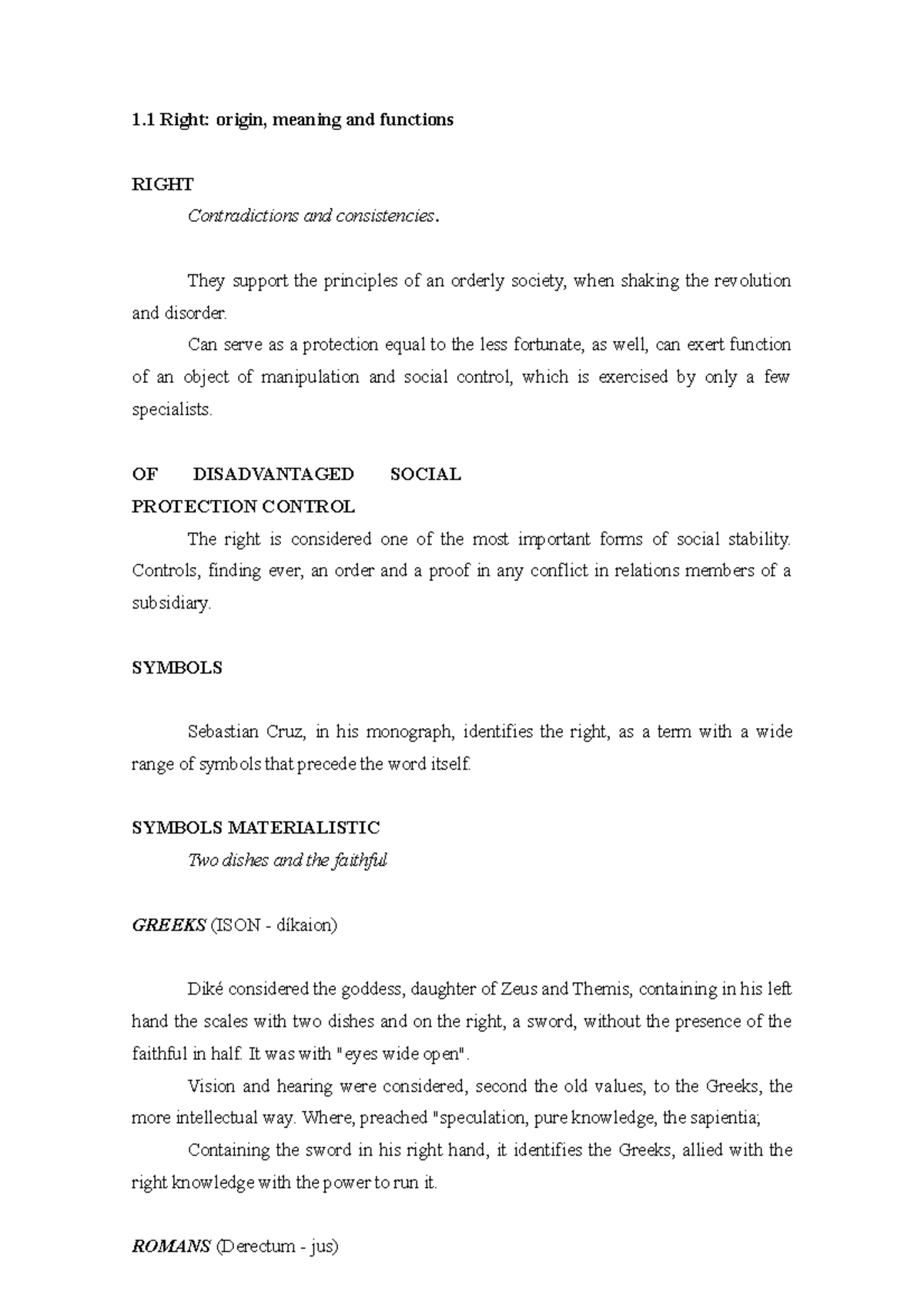 Right, origin, meaning and functions - 1 Right: origin, meaning and ...