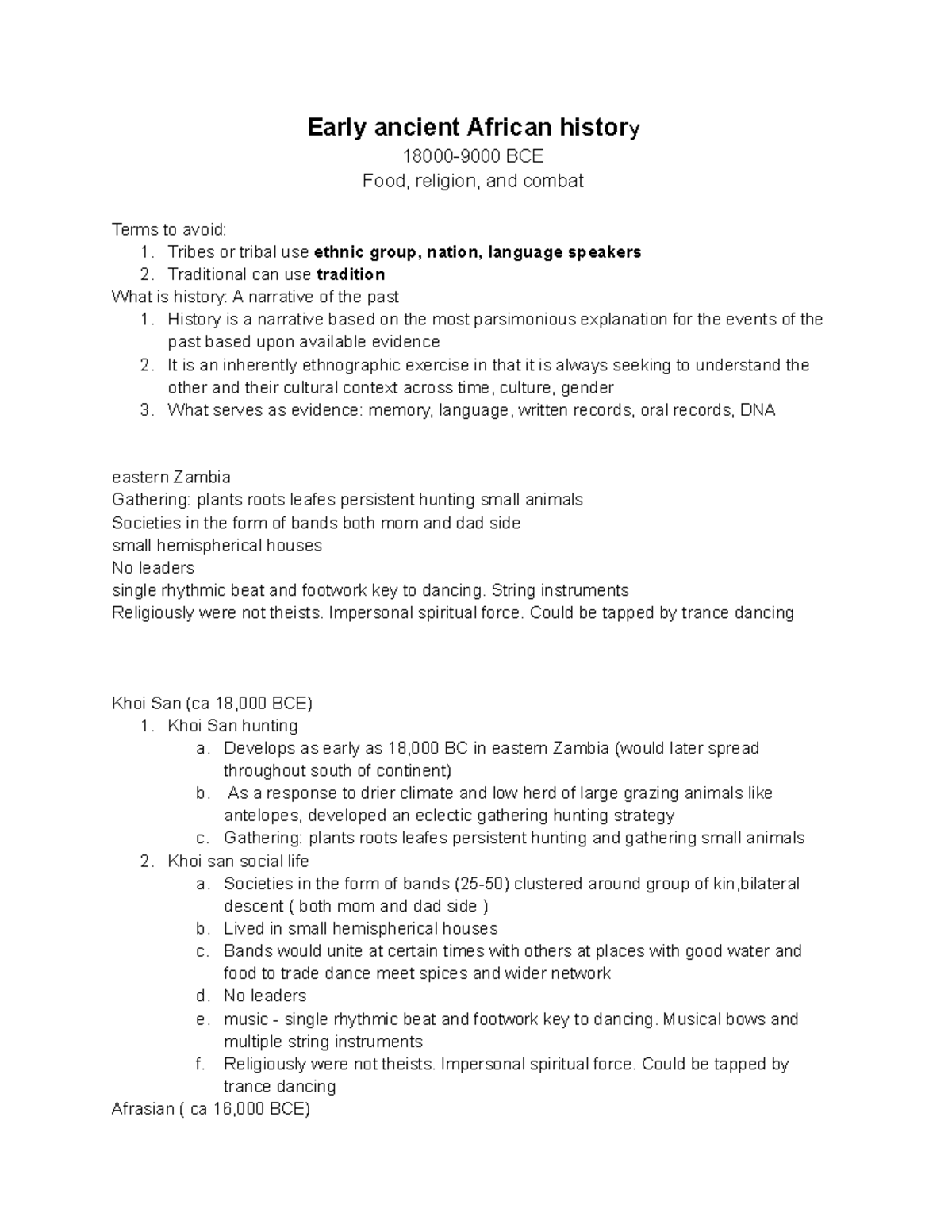 History 1001 - First part - Early ancient African history 18000-9000 ...