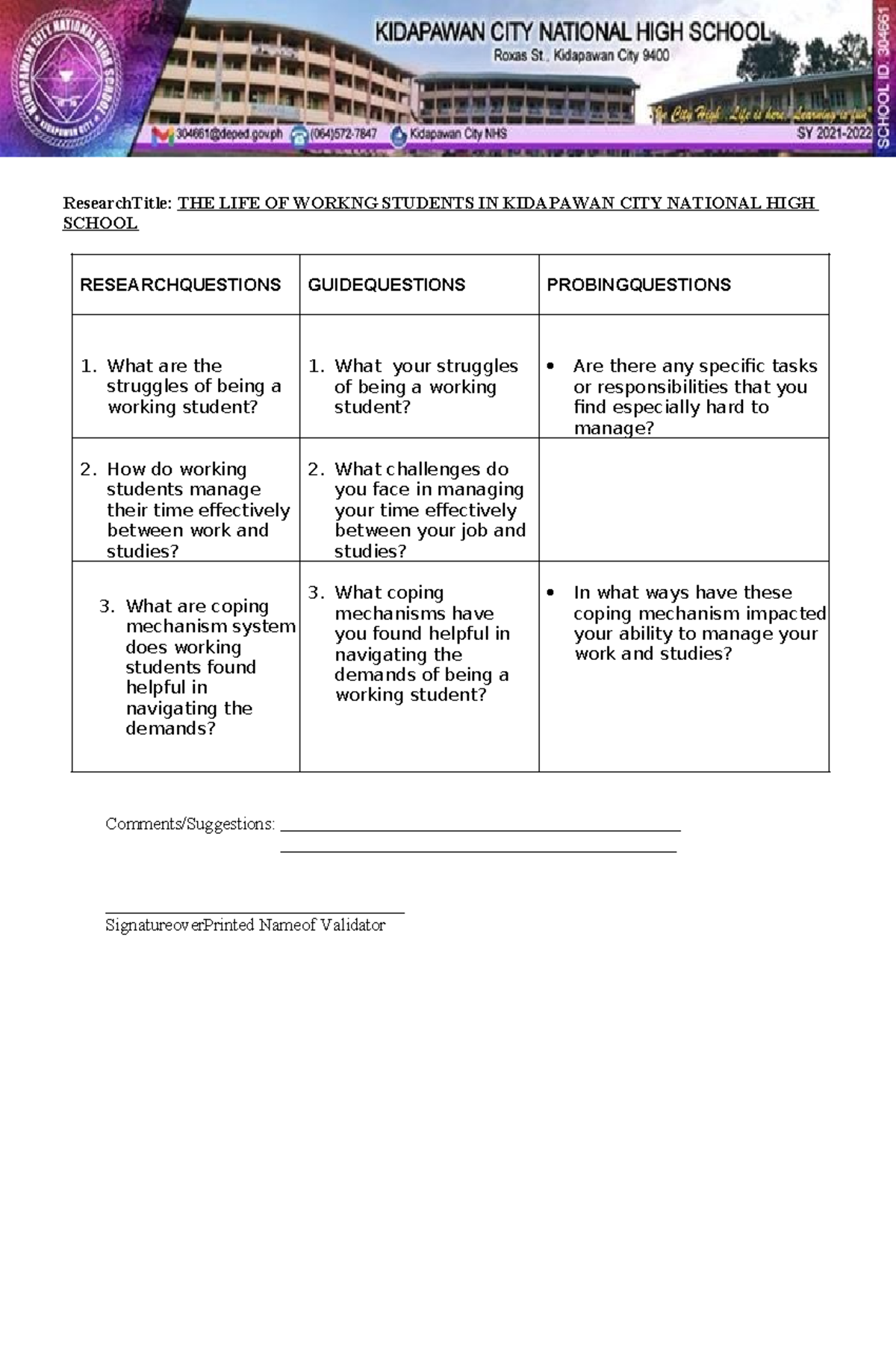 Working Students PR Quest - ResearchTitle: THE LIFE OF WORKNG STUDENTS ...