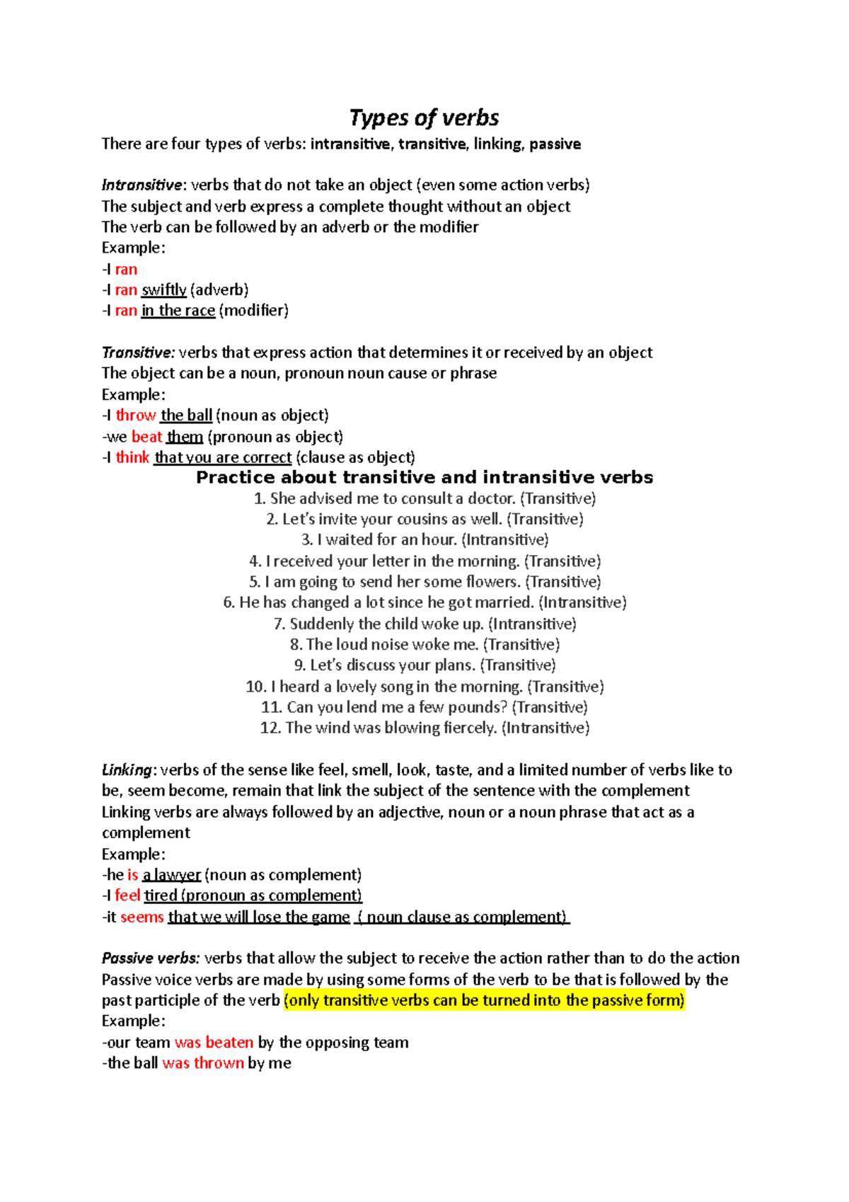 Types of verbs - Types of verbs There are four types of verbs ...