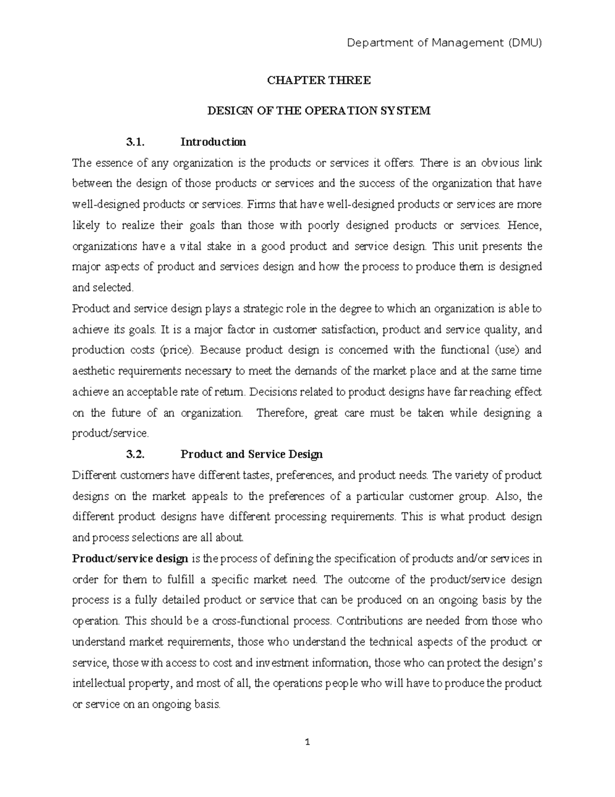 Chapter 3 - About human resources management - CHAPTER THREE DESIGN OF THE OPERATION SYSTEM ...