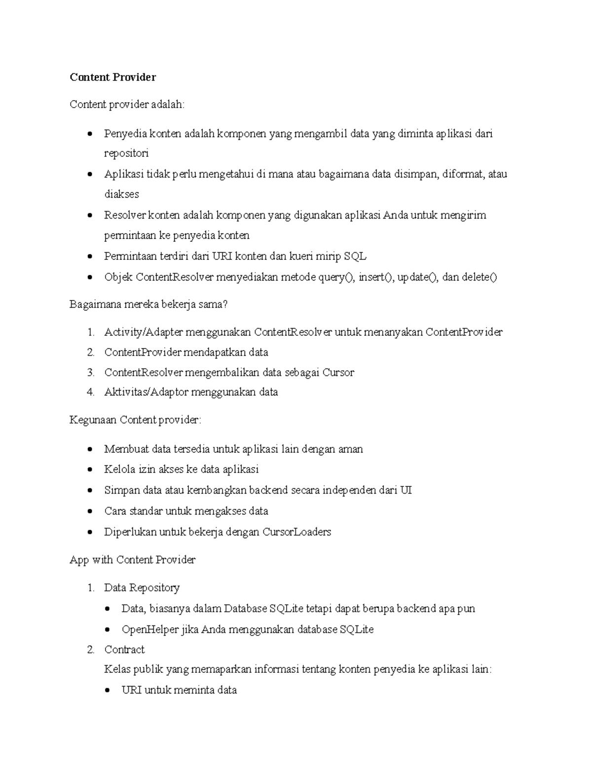 Content Provider - Content Provider Content provider adalah: Penyedia ...