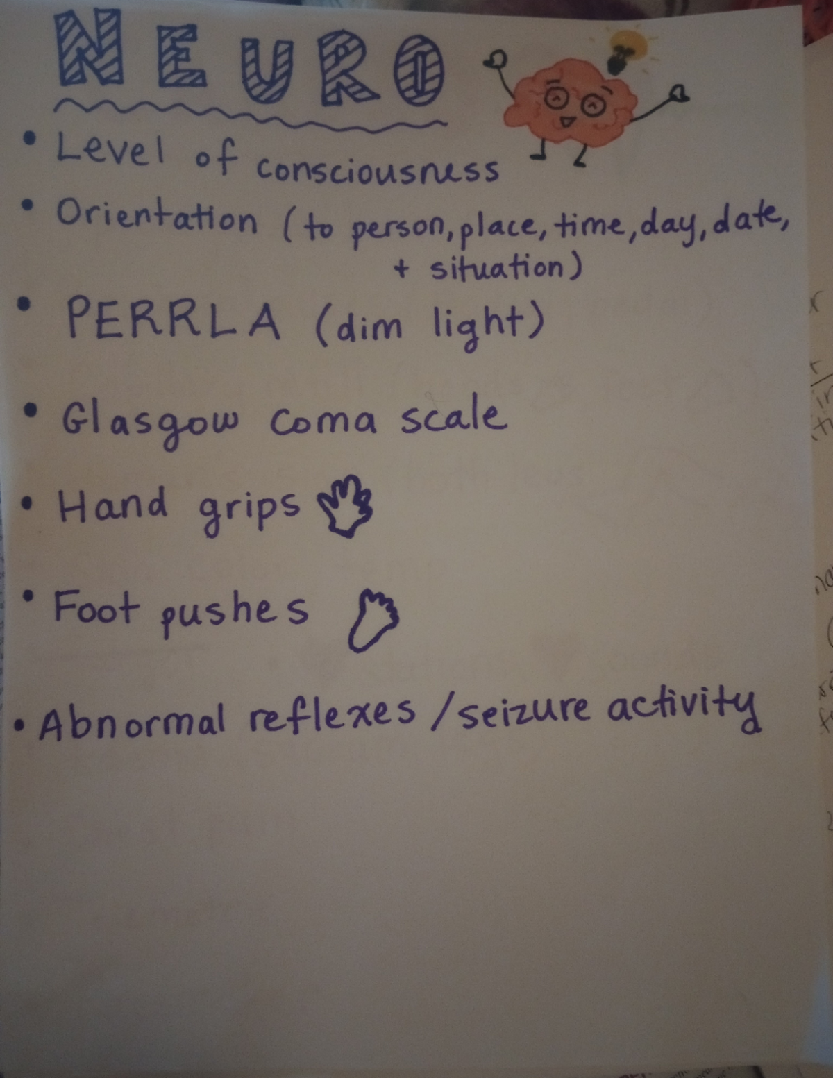 NEURO FOCUSED ASSESSMENT - NS 101L - Studocu