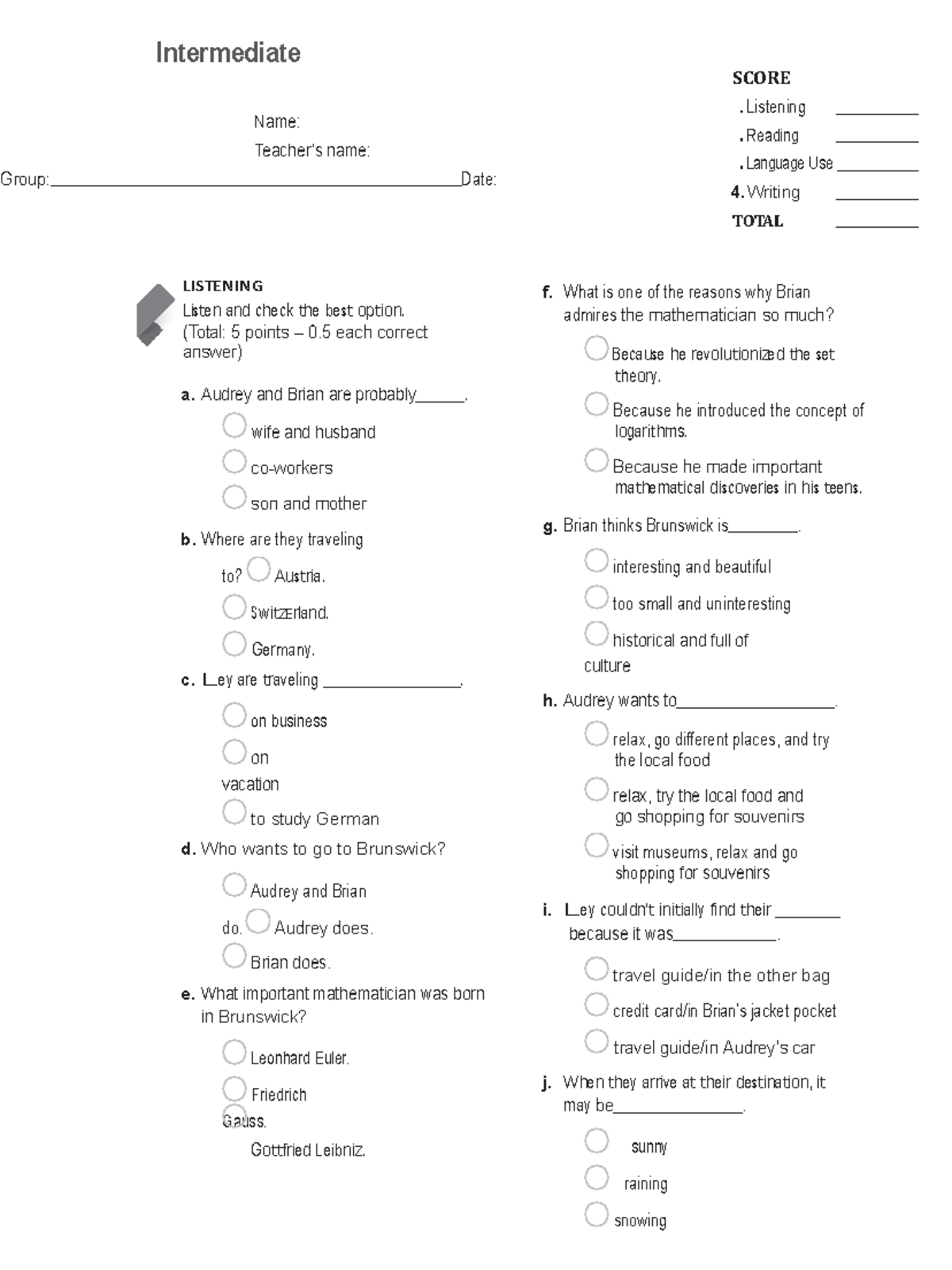 Prova final inter 1 - dsadsadasdsa - Intermediate Name: Teacher’s name ...