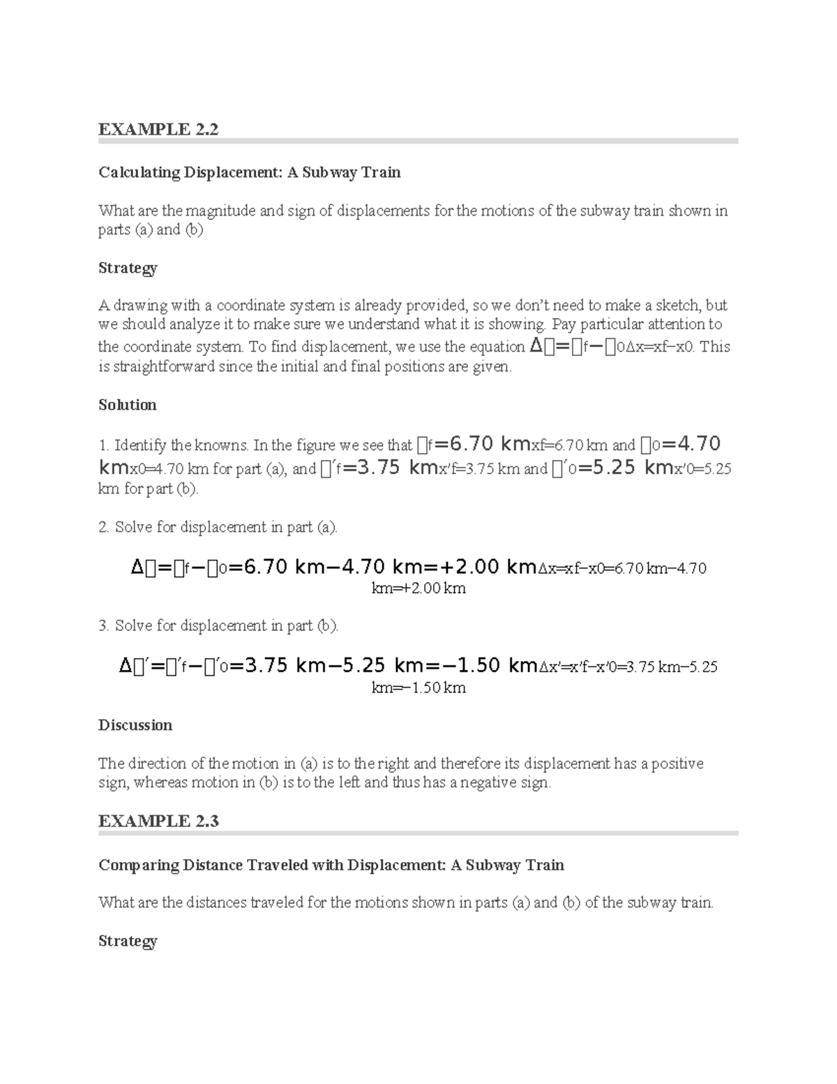 Physics Notes 2023 - EXAMPLE 2. Calculating Displacement: A Subway ...