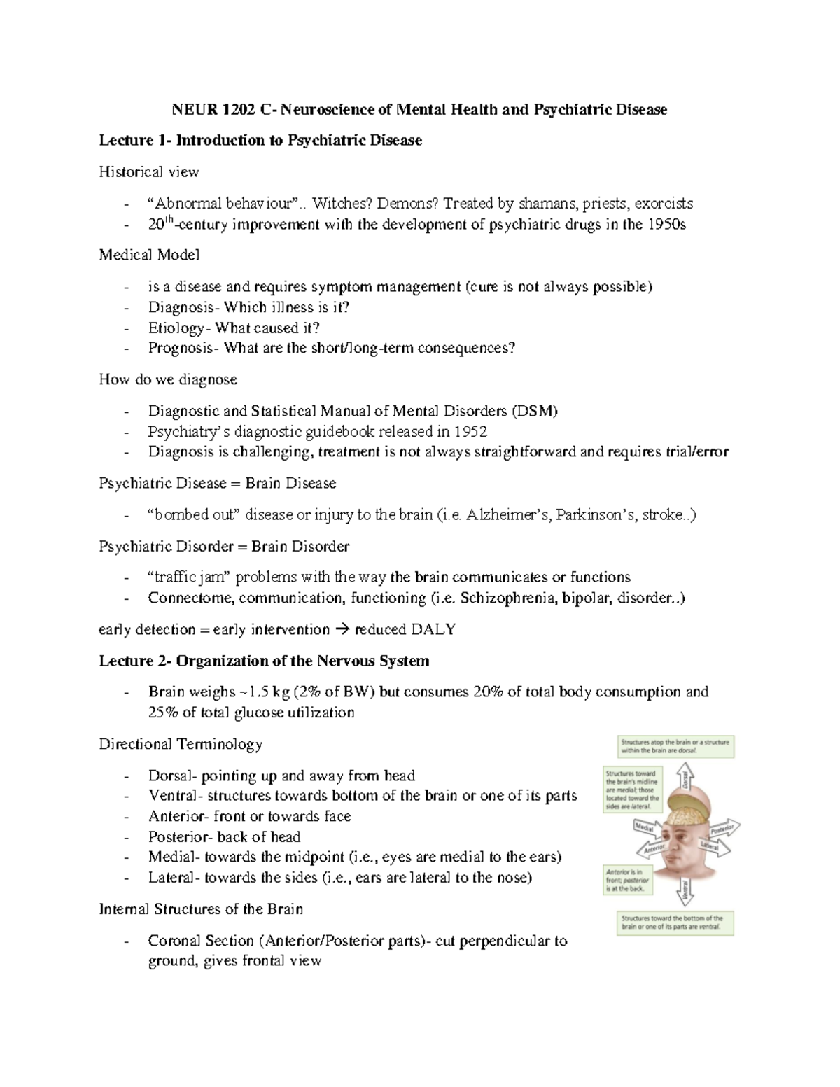 NEUR 1202 Lecture 1 - NEUR 1202 C- Neuroscience of Mental Health and Psychiatric Disease Lecture ...