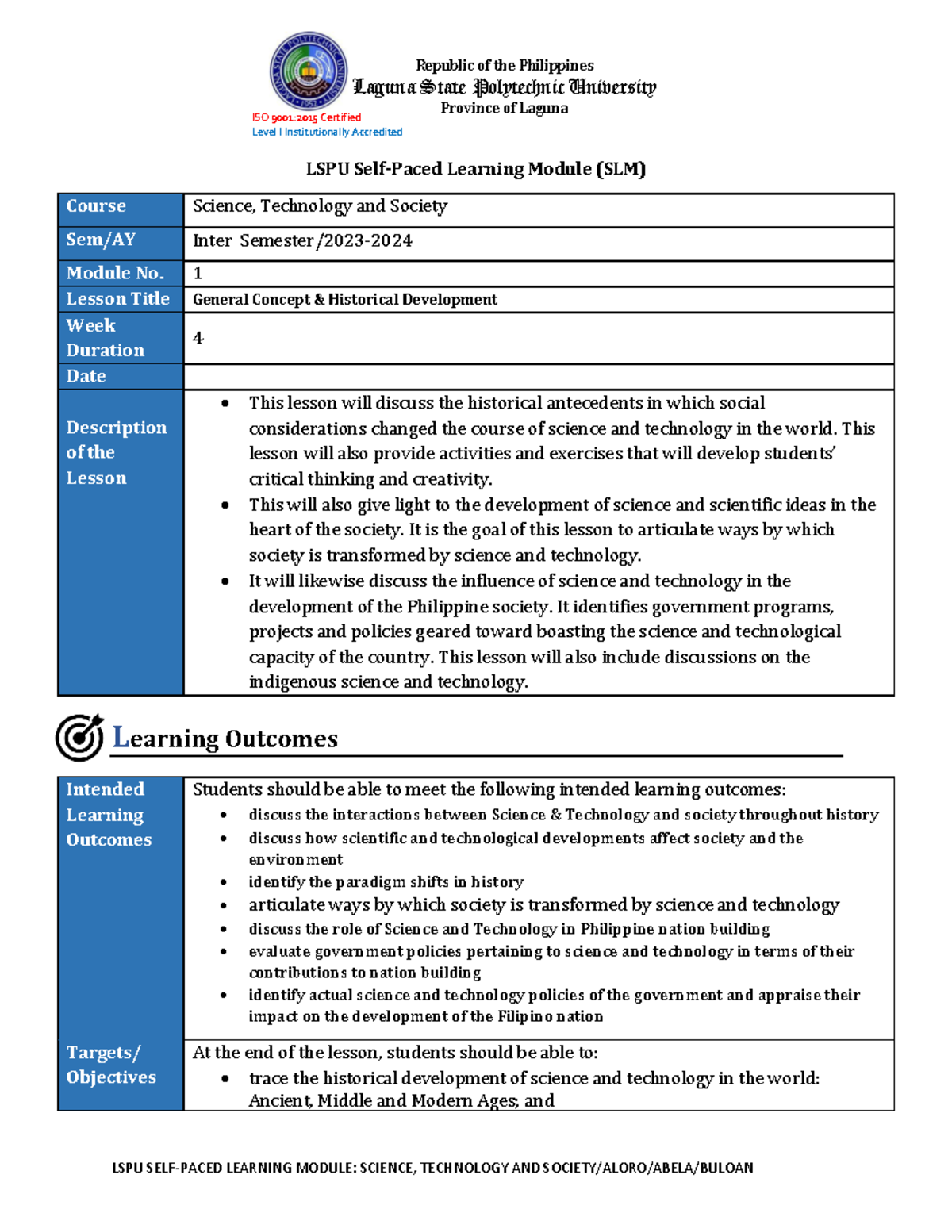 GEC107 Module-1 Science-Technology-and-Society - ISO 9001:2015 Certified Level I Institutionally ...