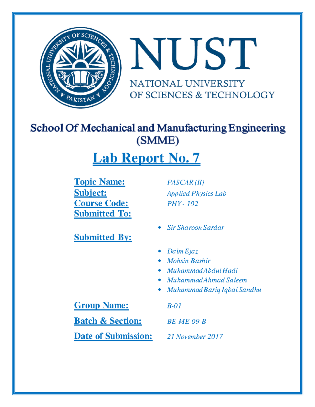 Lab 7 (Pascar-2) - sdfsdfsdfsd - Lab Report No. 7 Topic Name: PASCAR ...