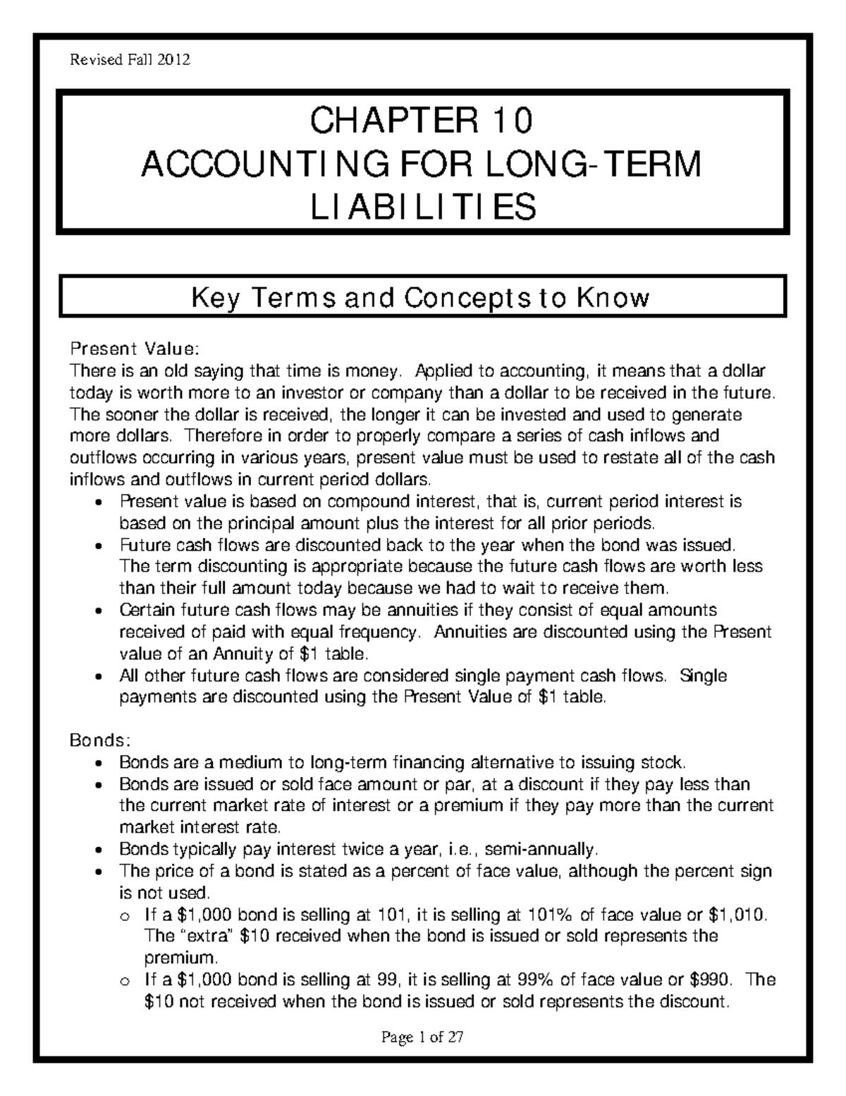 Resources for long term liabilities - CHAPTER 10 ACCOUNTI NG FOR LONG ...