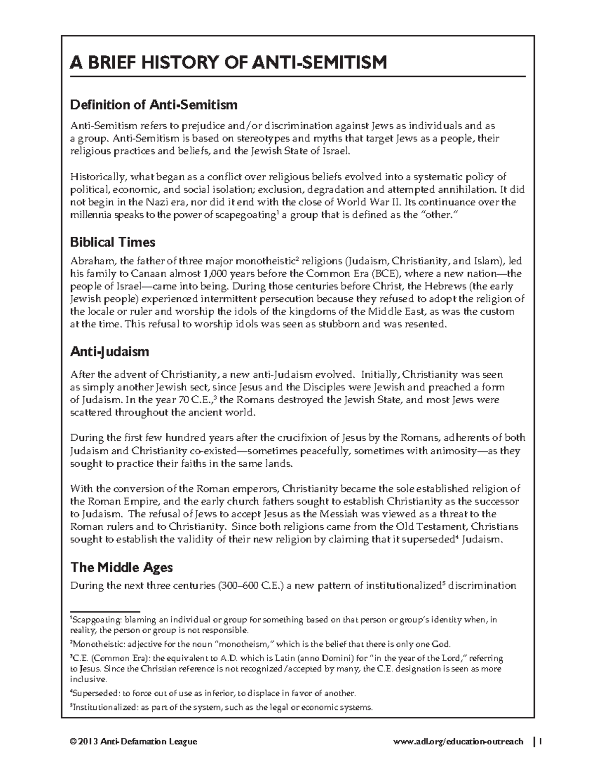 Brief History on Anti Semitism A - Definition of Anti-Semitism Anti ...