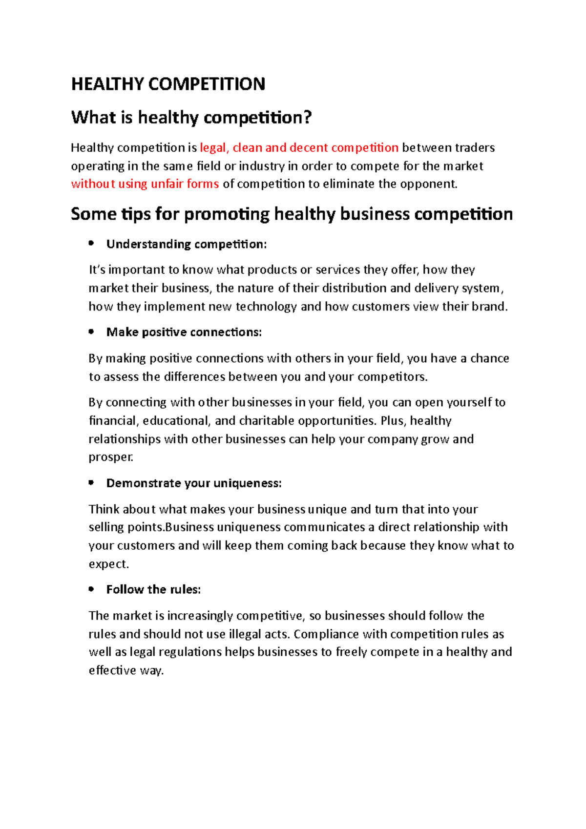 Healthycompetition - HEALTHY COMPETITION What is healthy competition ...