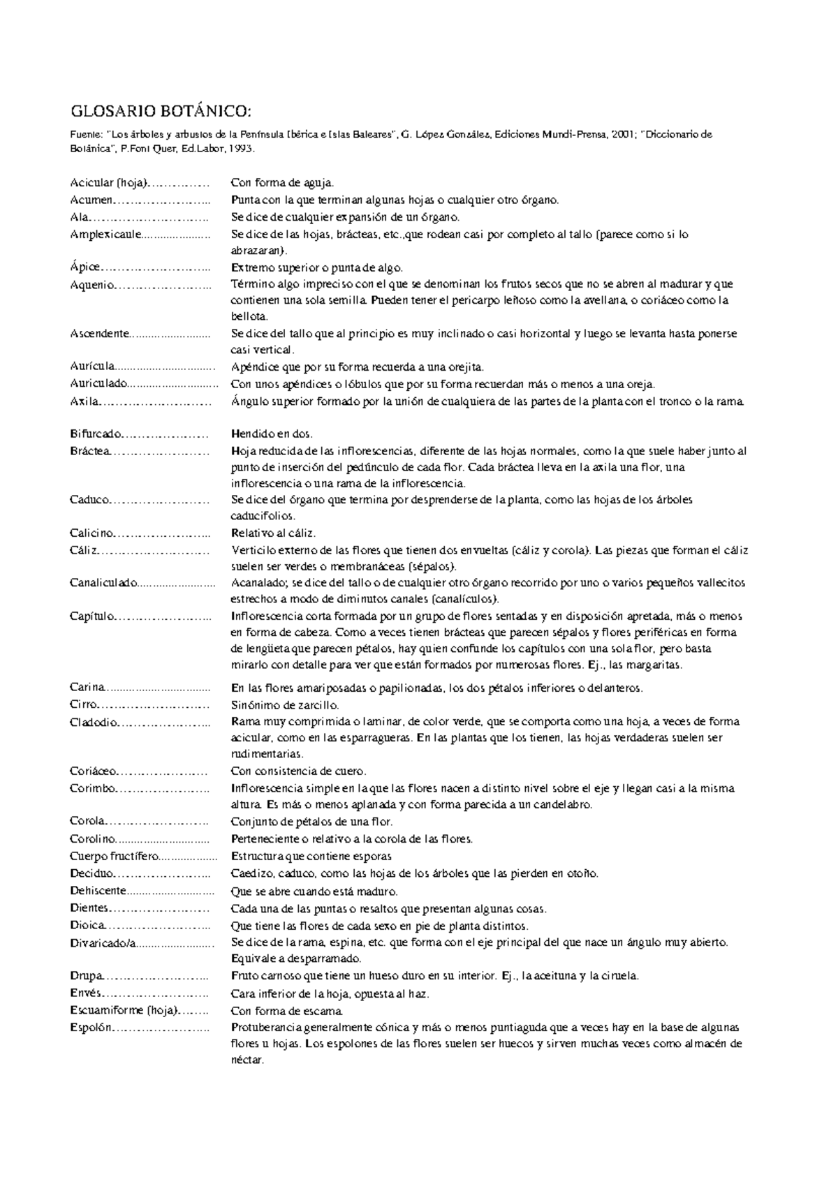 Glosario terminos botanicos - GLOSARIO BOTÁNICO: Acicular (hoja ...