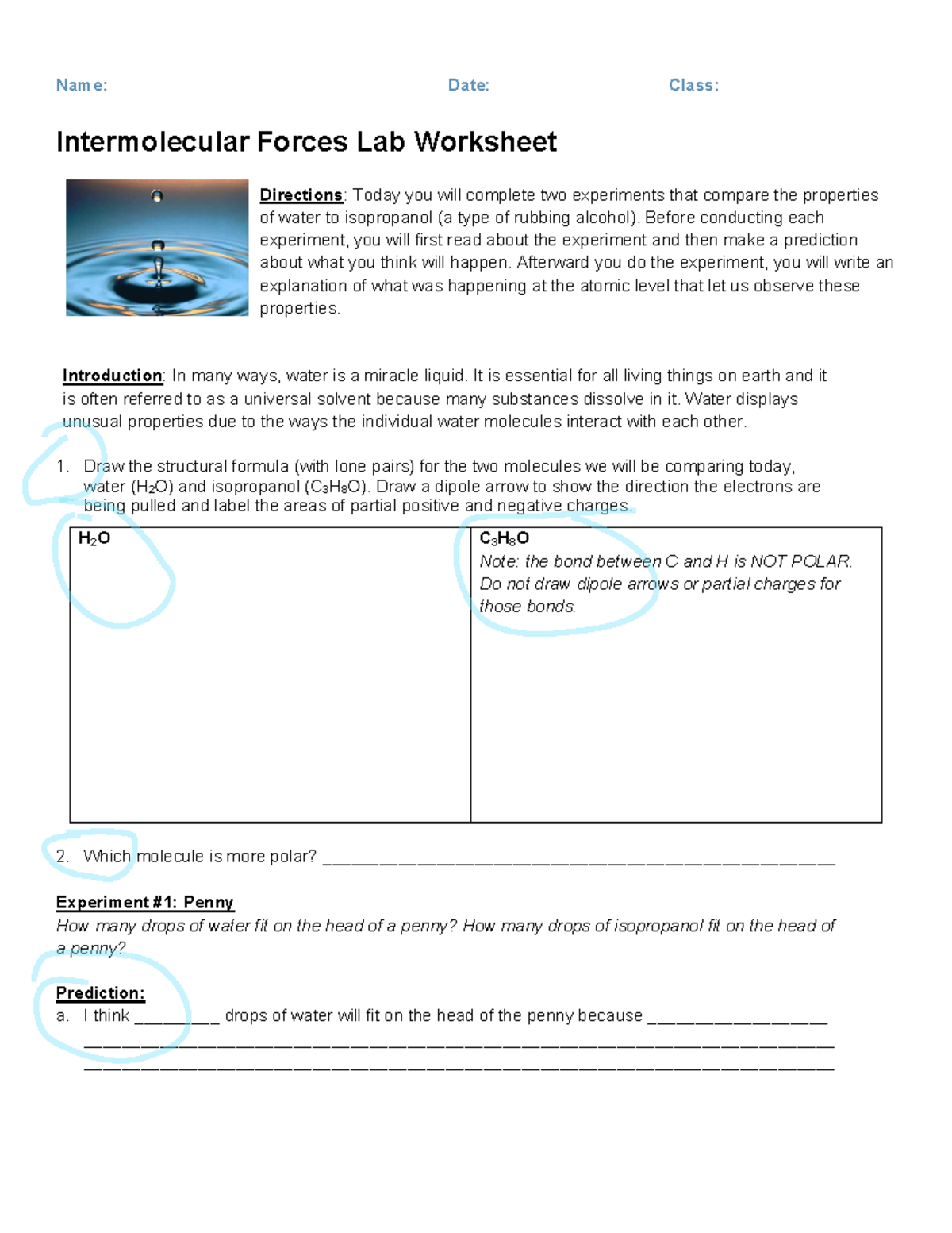 Imf lab- liquid-coin-forces-activity-worksheet - Intermolecular Forces ...