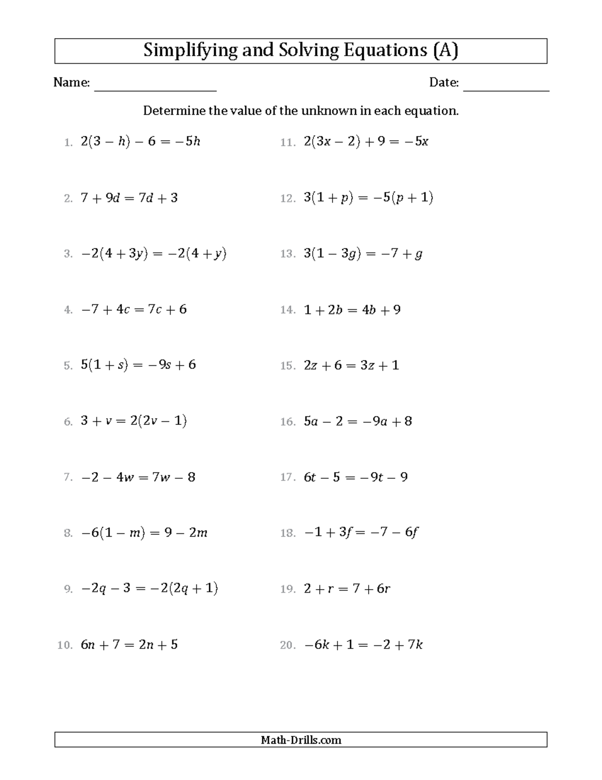 Algebra linear equations combining terms solving 001 - Simplifying and ...