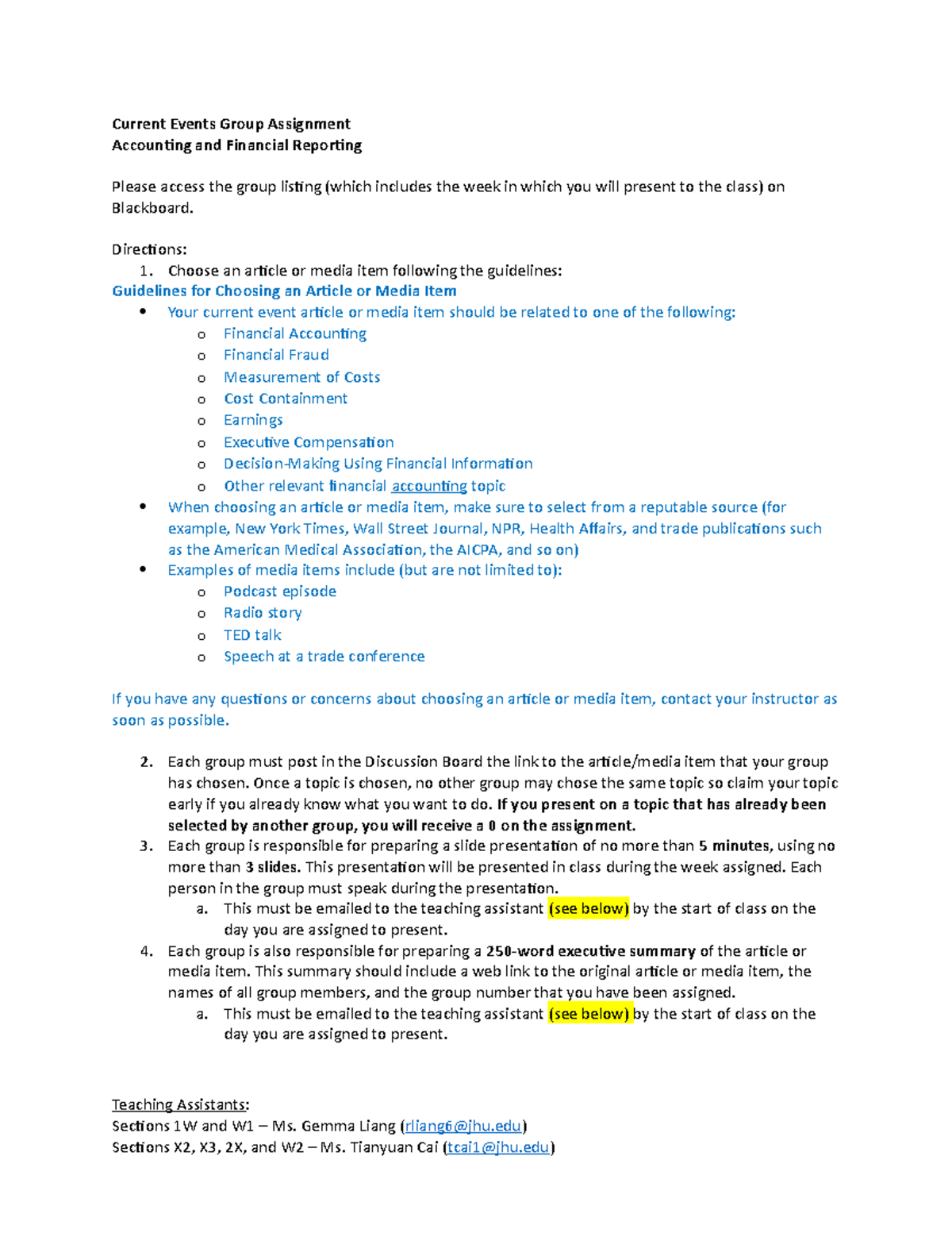 Current Events Group Assignment - Directions - Current Events Group ...