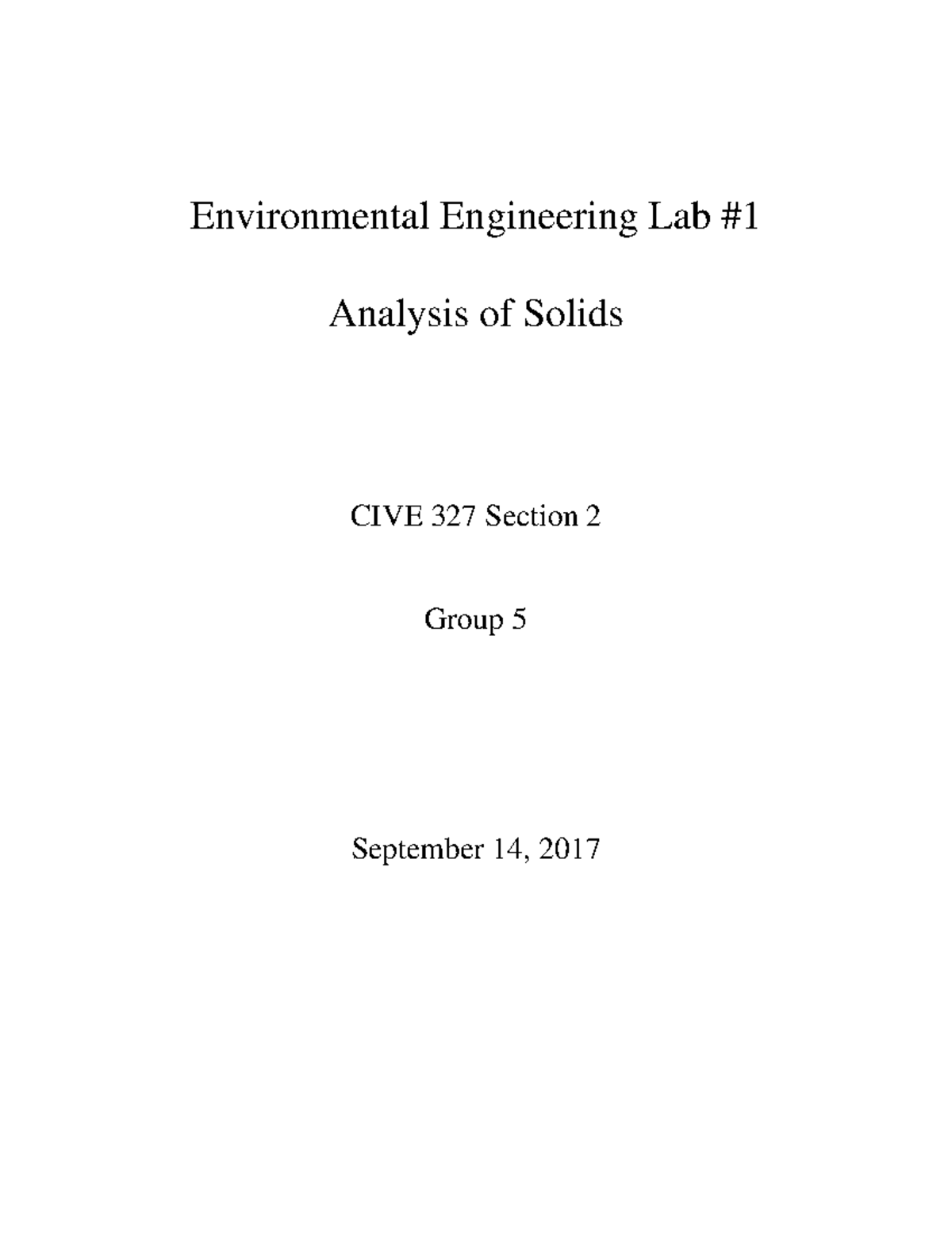 Lab 1 - Analysis of Solids - Analysis of Solids Environmental ...