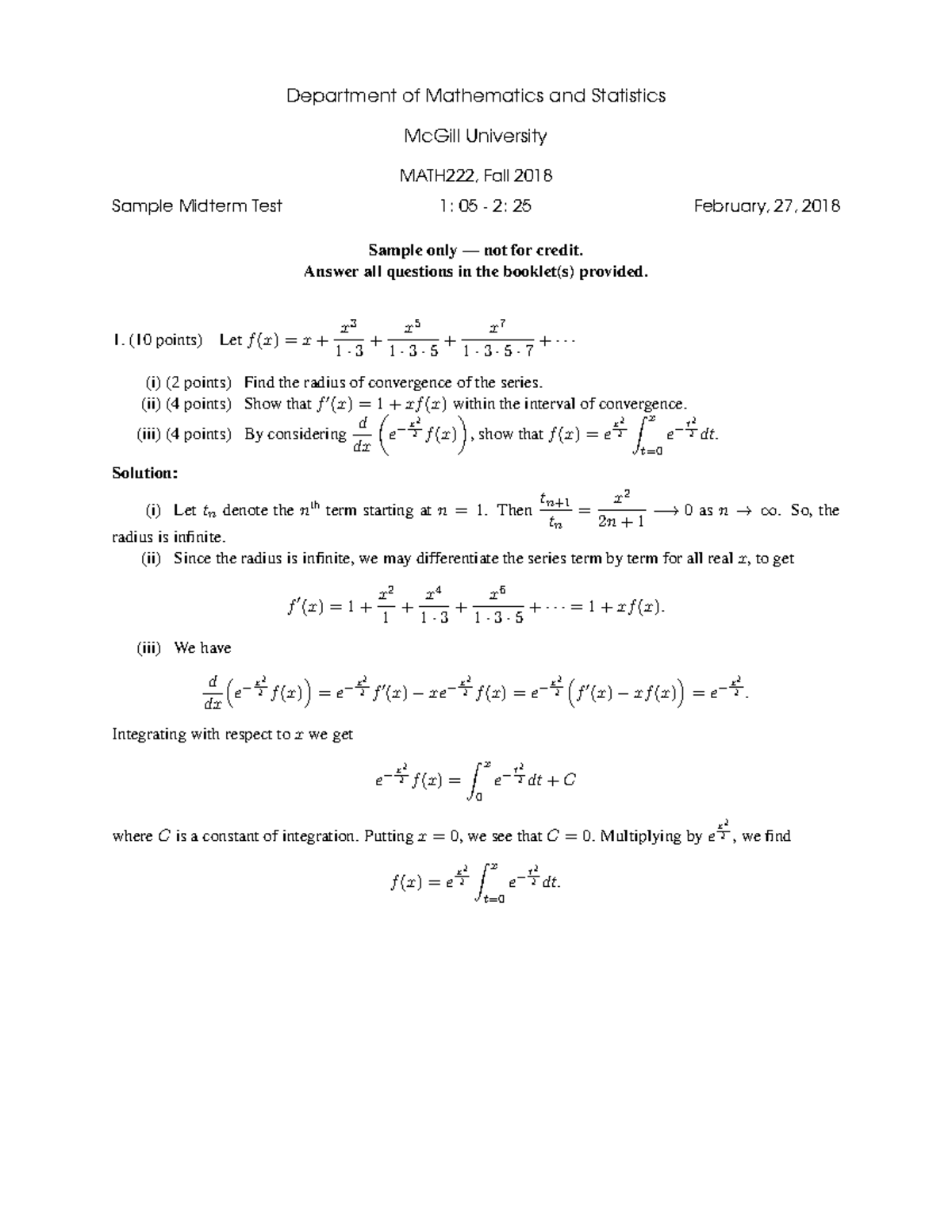 Midterm exam 2018, questions and answers - Department of Mathematics ...