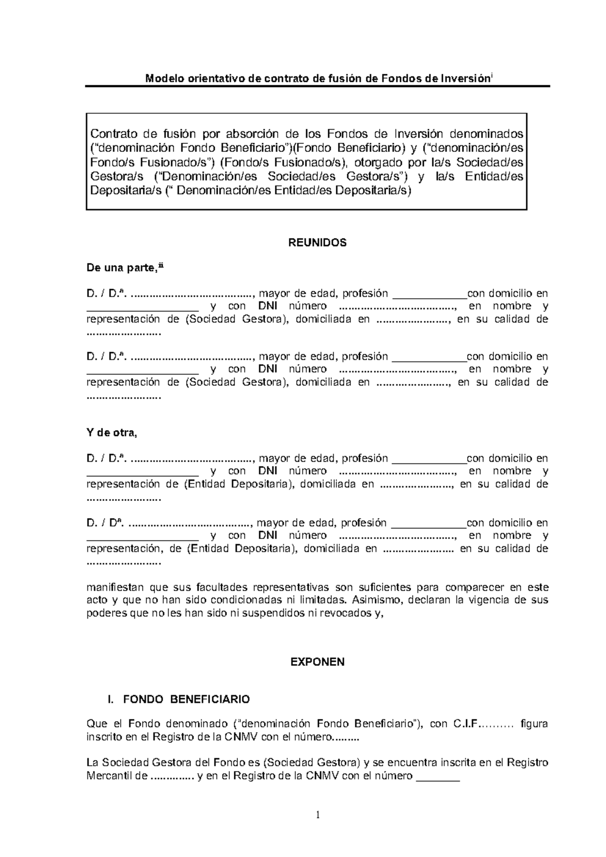 Modelo - uhi uhouh - Modelo orientativo de contrato de fusión de Fondos ...