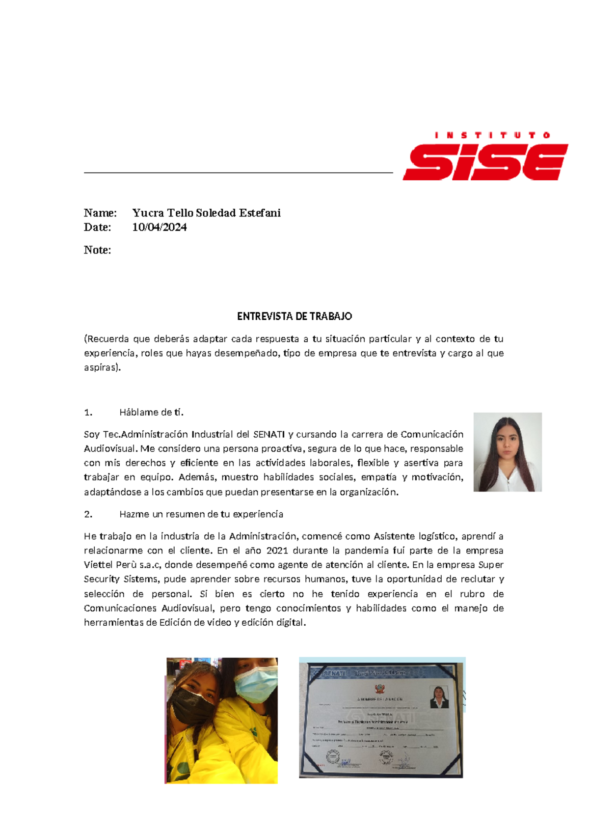 Examen Final Cuestionario Examen Entrevista DE Trabajo yucra tello ...