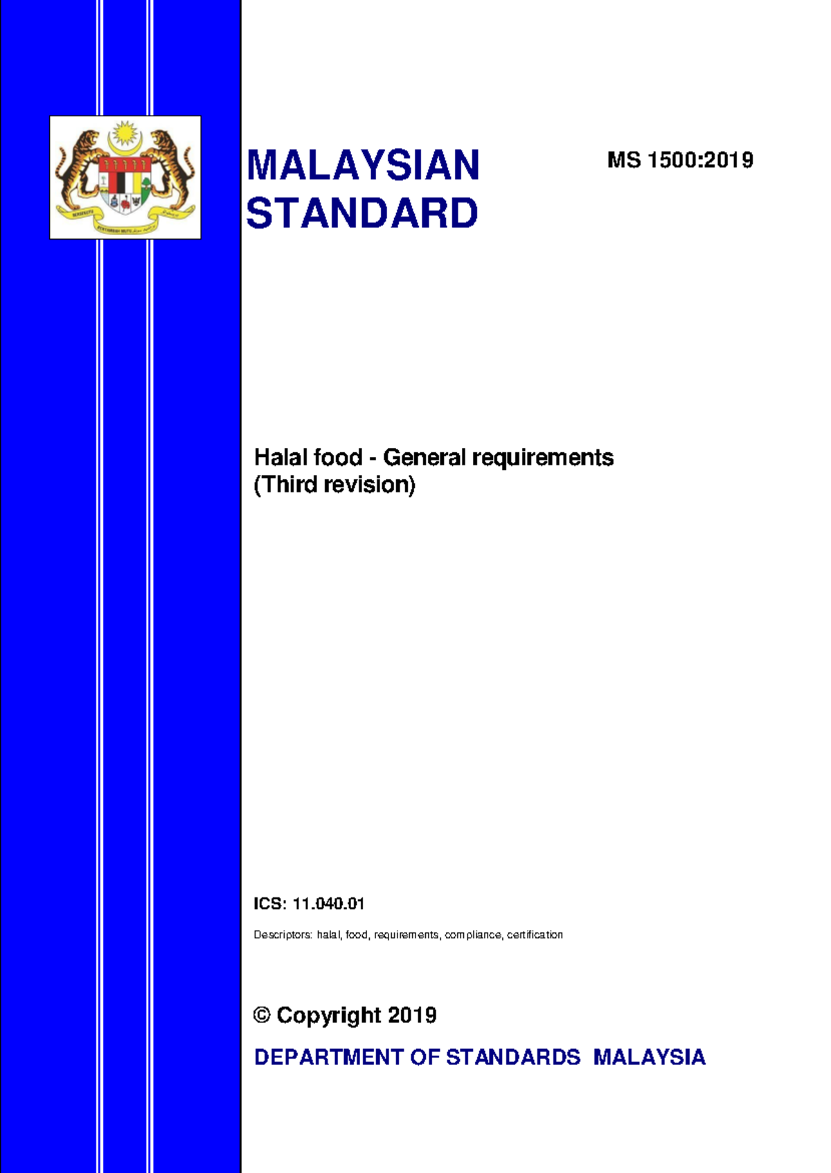 MS15002019 - Halal Food - MALAYSIAN STANDARD Halal food - General ...