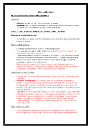 AQA Crime and Deviance - AQA SOCIOLOGY: CRIME AND DEVIANCE REVISION ...
