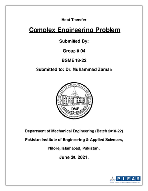 Ex 4 - assignment - Heat Transfer Lab Lab Report Experiment # 04 Study ...