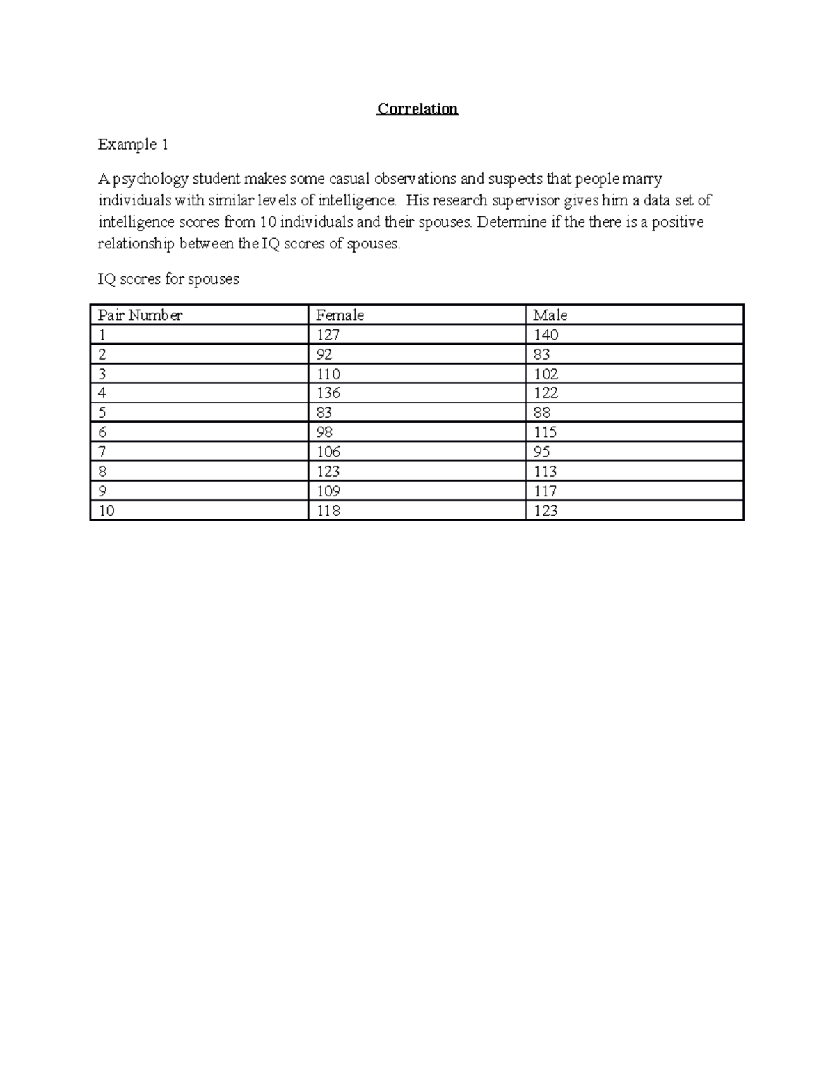 Correlation Practice Questions - Correlation Example 1 A psychology ...