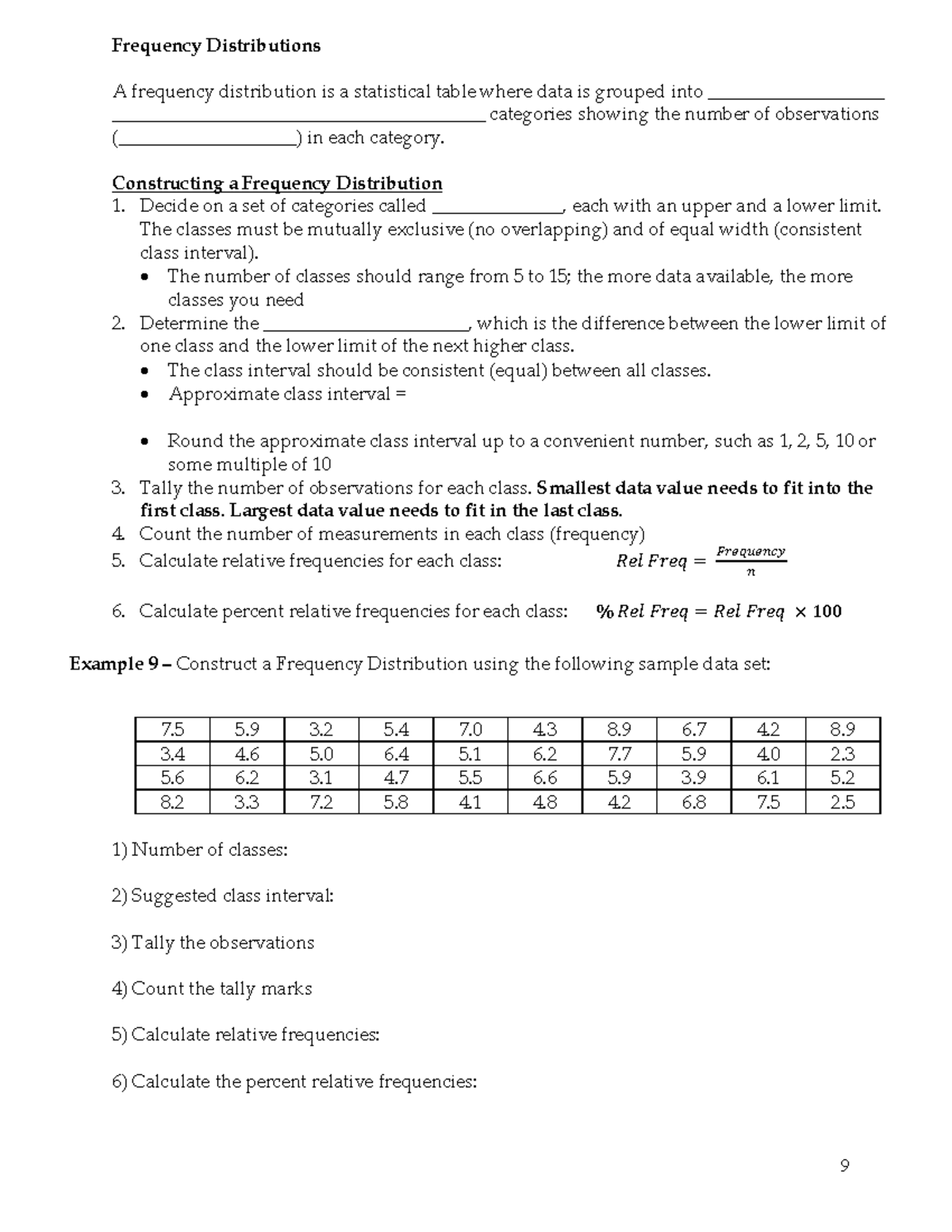 Descriptive Statistics Unit 1 0027 notes pages 9 to 11 W22 MQ - 9 ...