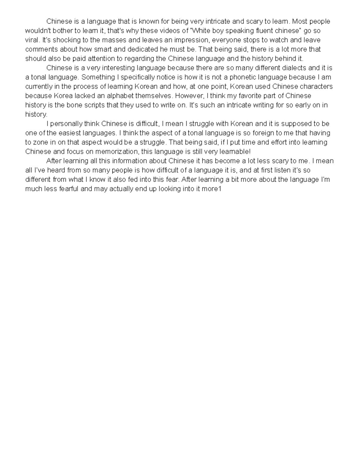 Chinese Assignment 10 - Chinese is a language that is known for being ...