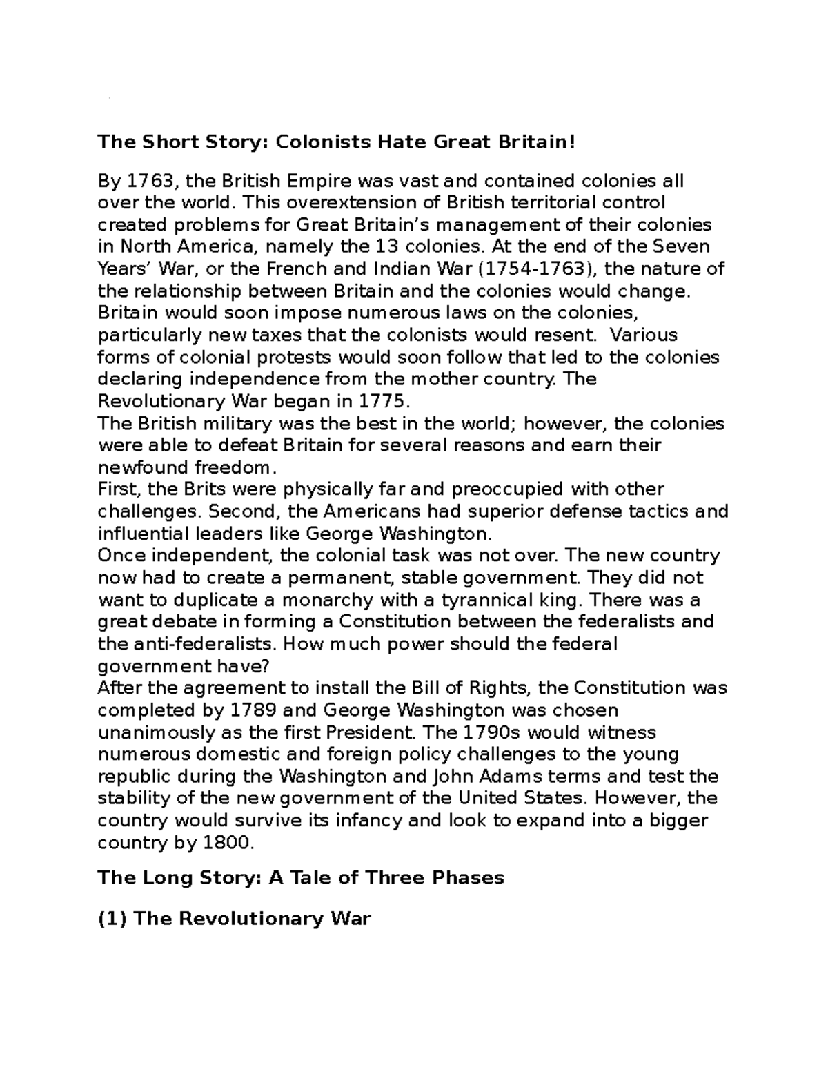 3.1 Context- The Revolutionary Period - The Short Story: Colonists Hate ...
