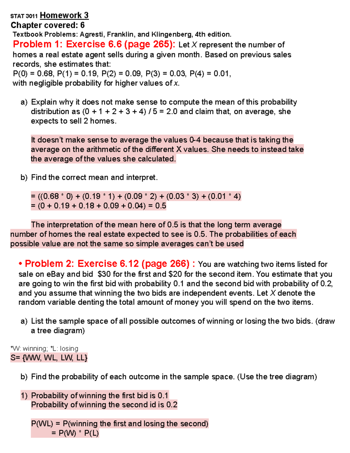 HW3- STATISTICS - STAT 3011 - the U of M - Studocu