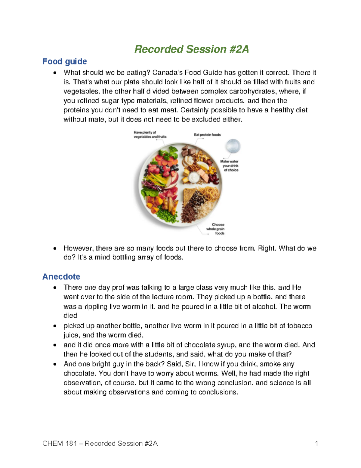 Recorded Session 2A - r32 - Recorded Session #2A Food guide What should ...