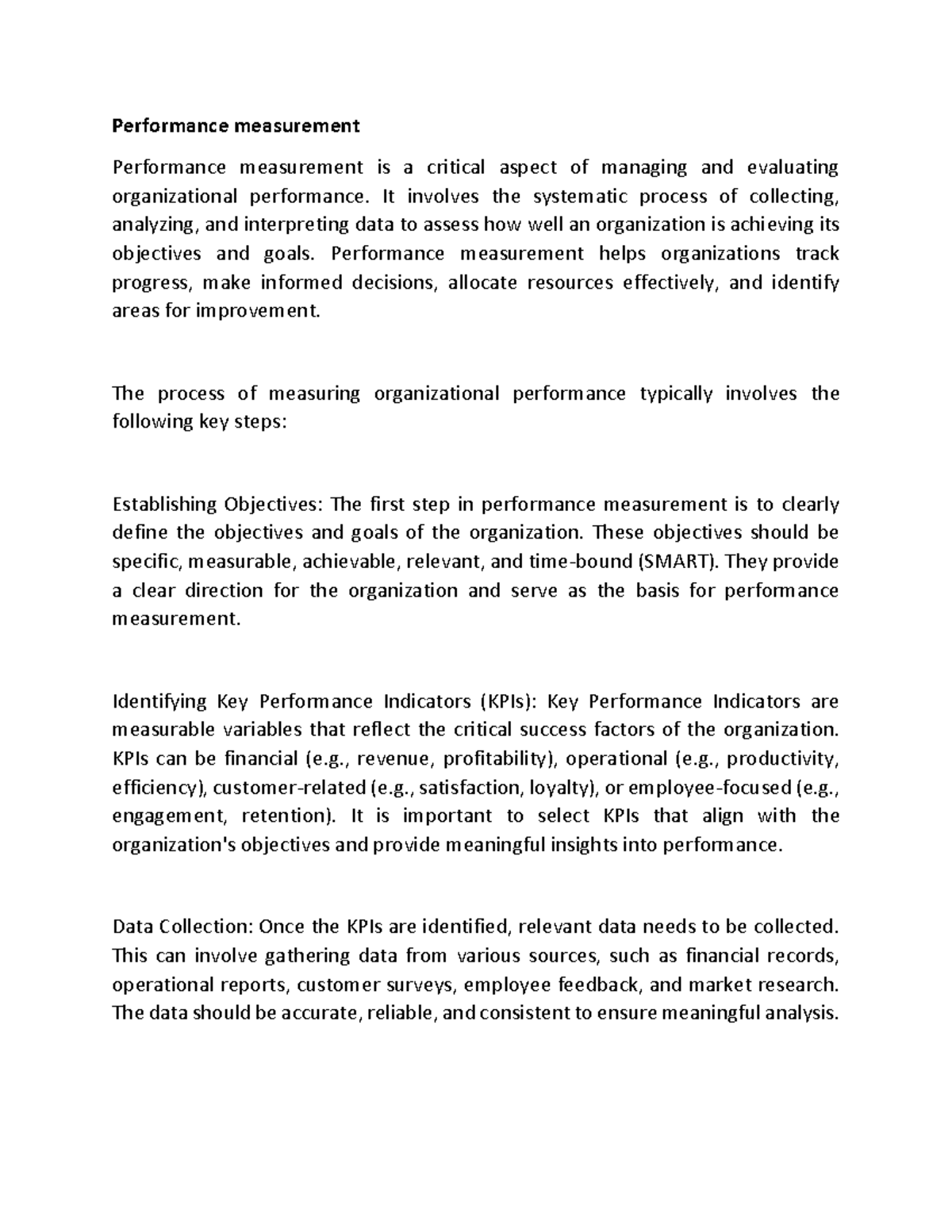 Performance measurement - Performance measurement Performance ...